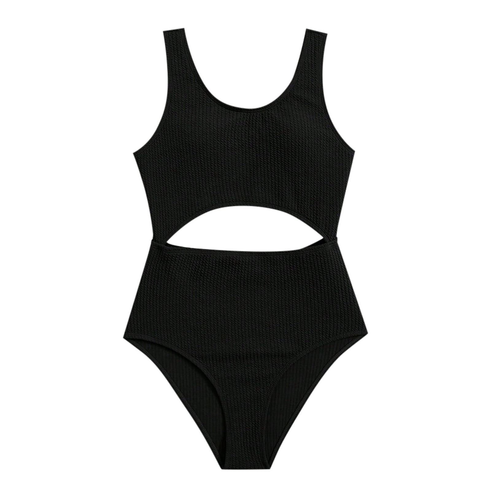 TAIAOJING Girl's 1 Piece Solid Color Swimsuit Cute Cut Out Bathing Suit ...