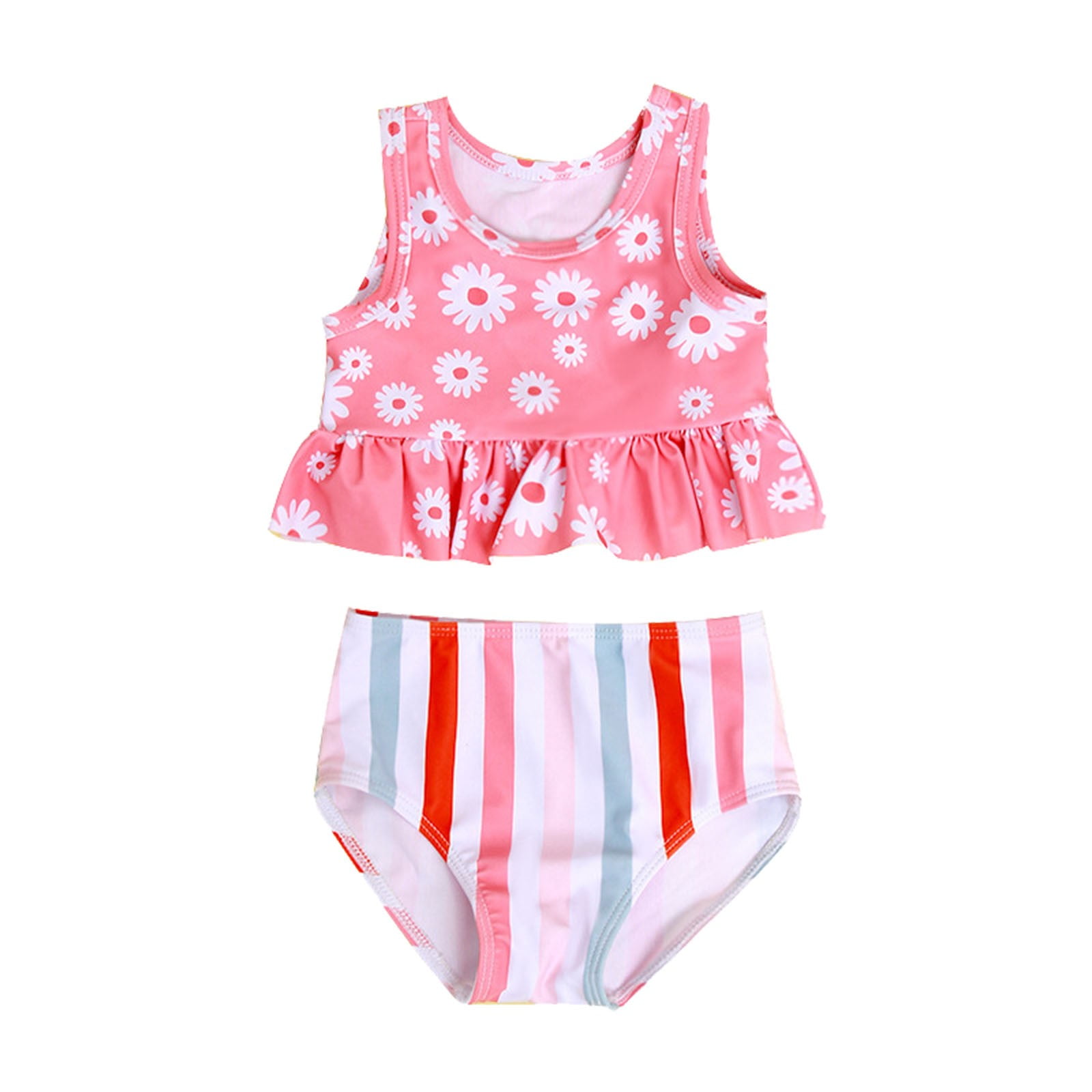 TAIAOJING Girls Bathing Suits 2 Piece Swimsuit Split Little Daisy ...