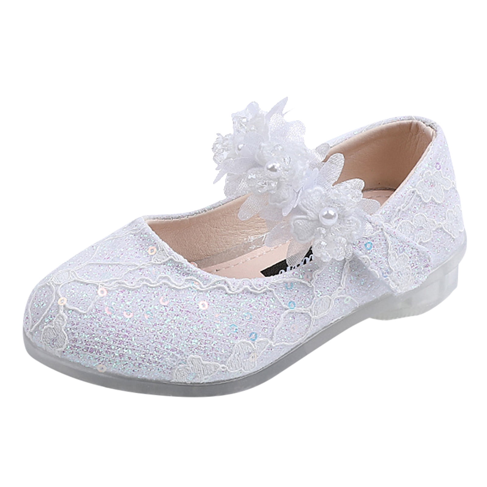 TAIAOJING Girls Dress Shoes Baby Princess Rhinestone Flower Sandals Dancing Pearl Single Kids ...