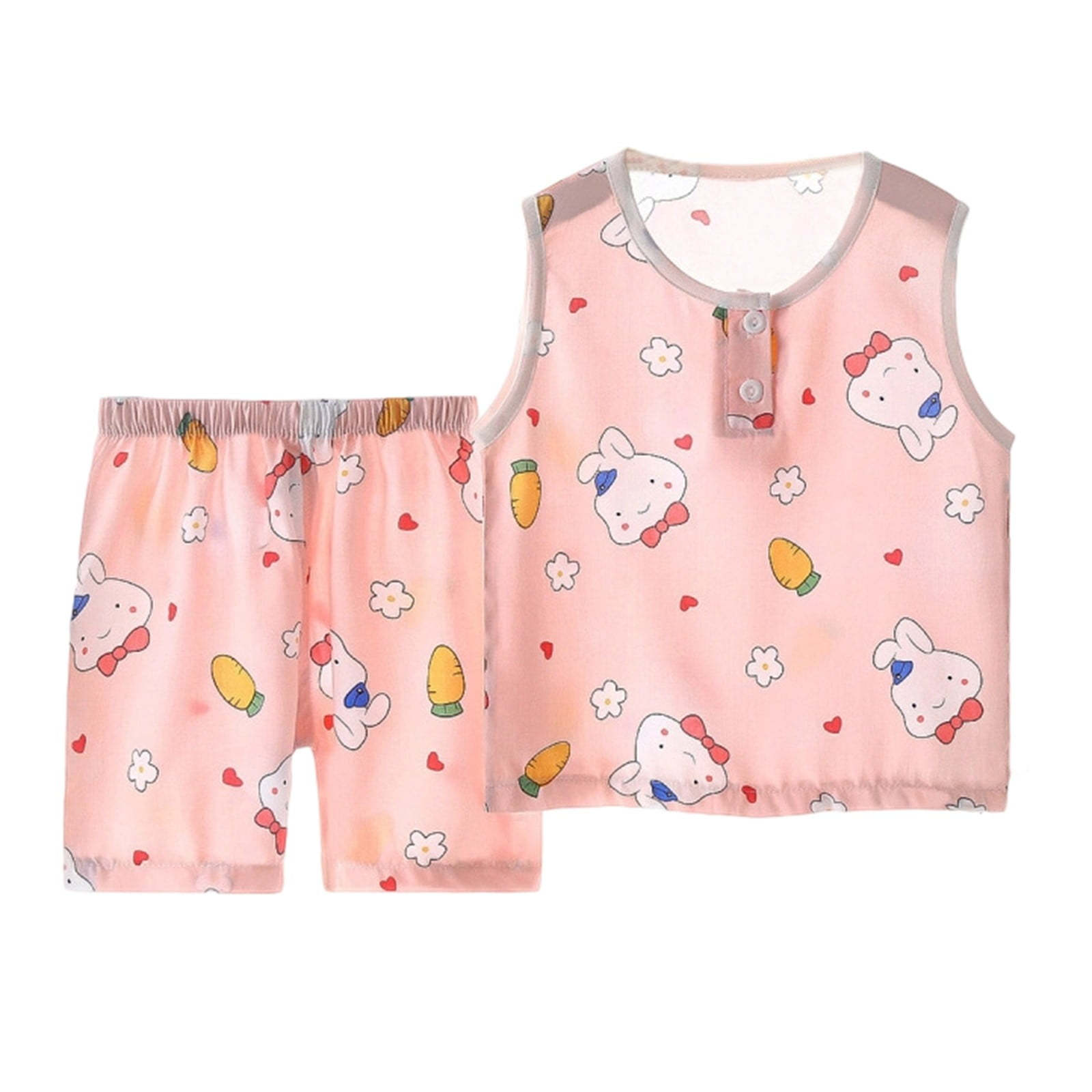 TAIAOJING Girls Summer Sleepwear Nightwear Sleeveless Tank Tops Pajamas ...