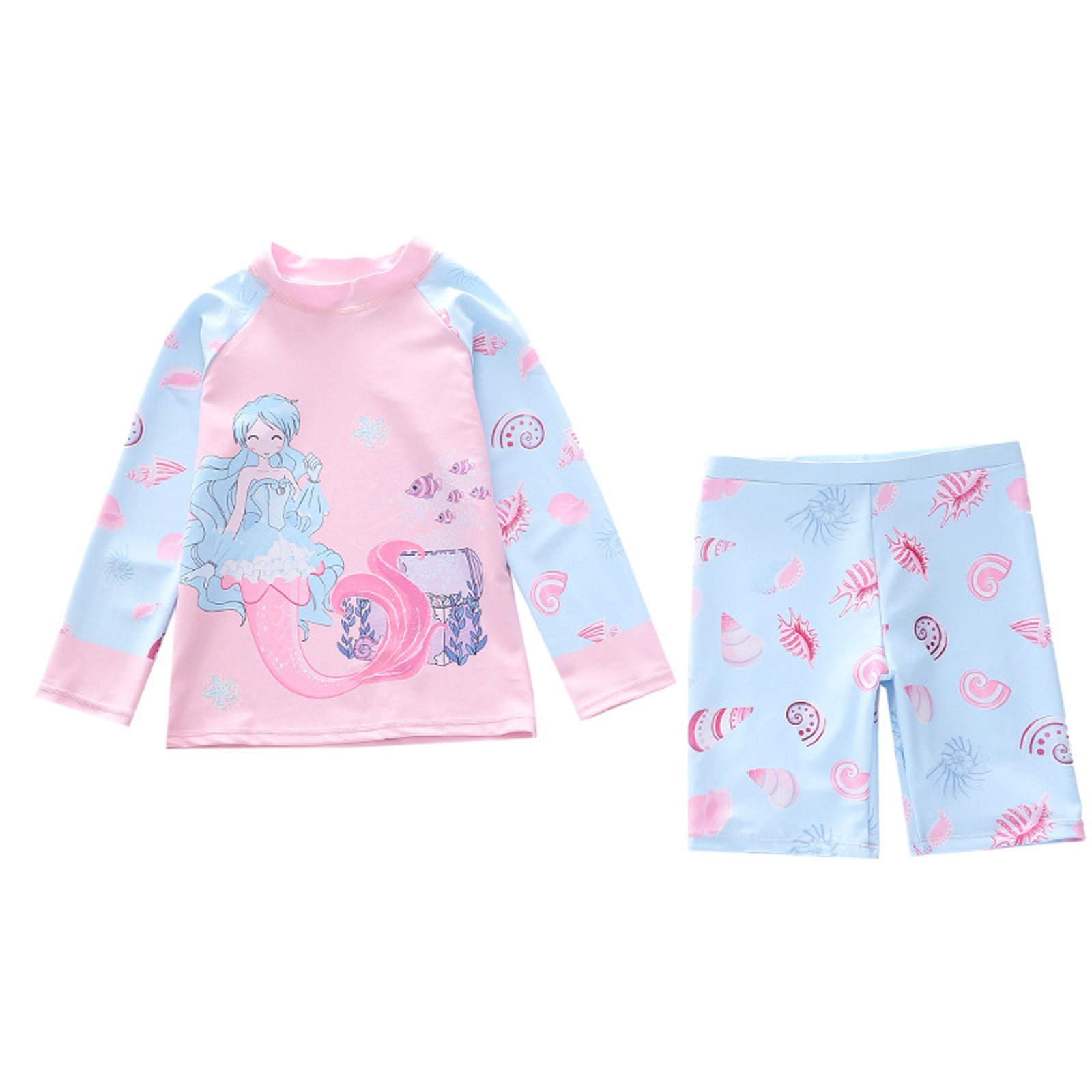 TAIAOJING Girls Swimwear Set Long Sleeve Rash Guard With Mid Length ...