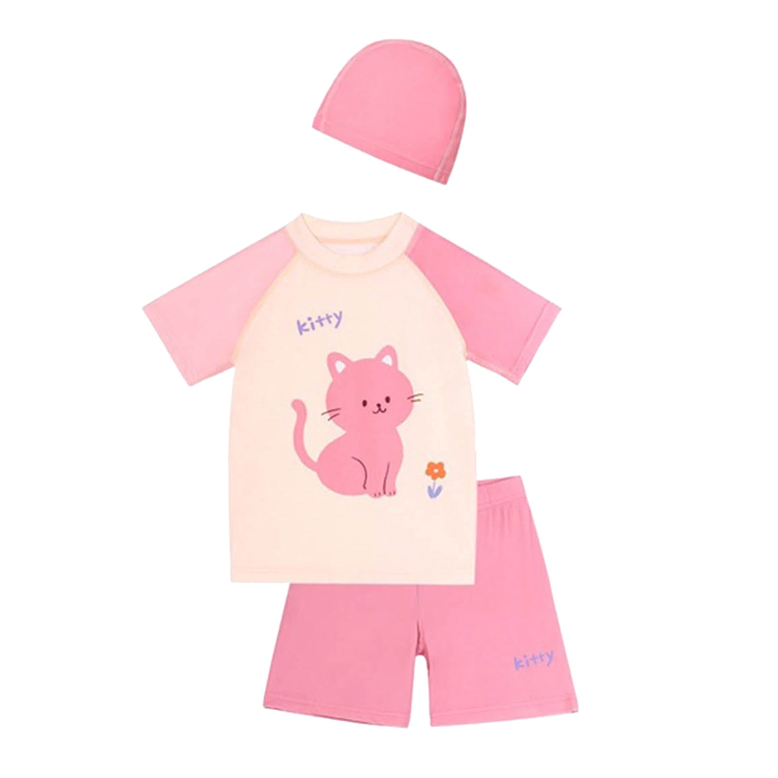 TAIAOJING Girls Swimwear Set Short Sleeve Swimsuit Summer Pool Hawaii ...