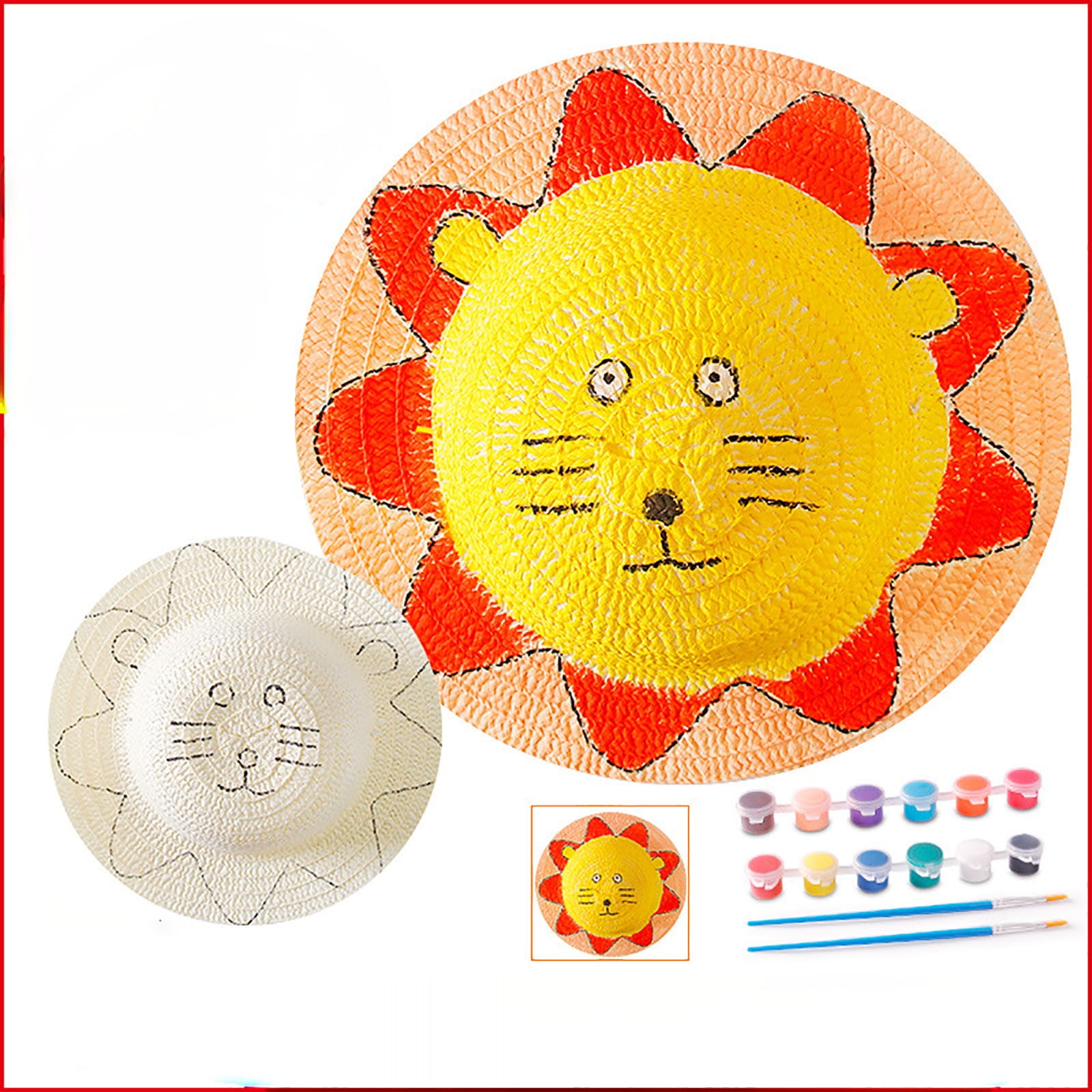 TAIAOJING Toddler Children Paint Straw Hats Diy Hand Filling Cute Baby ...