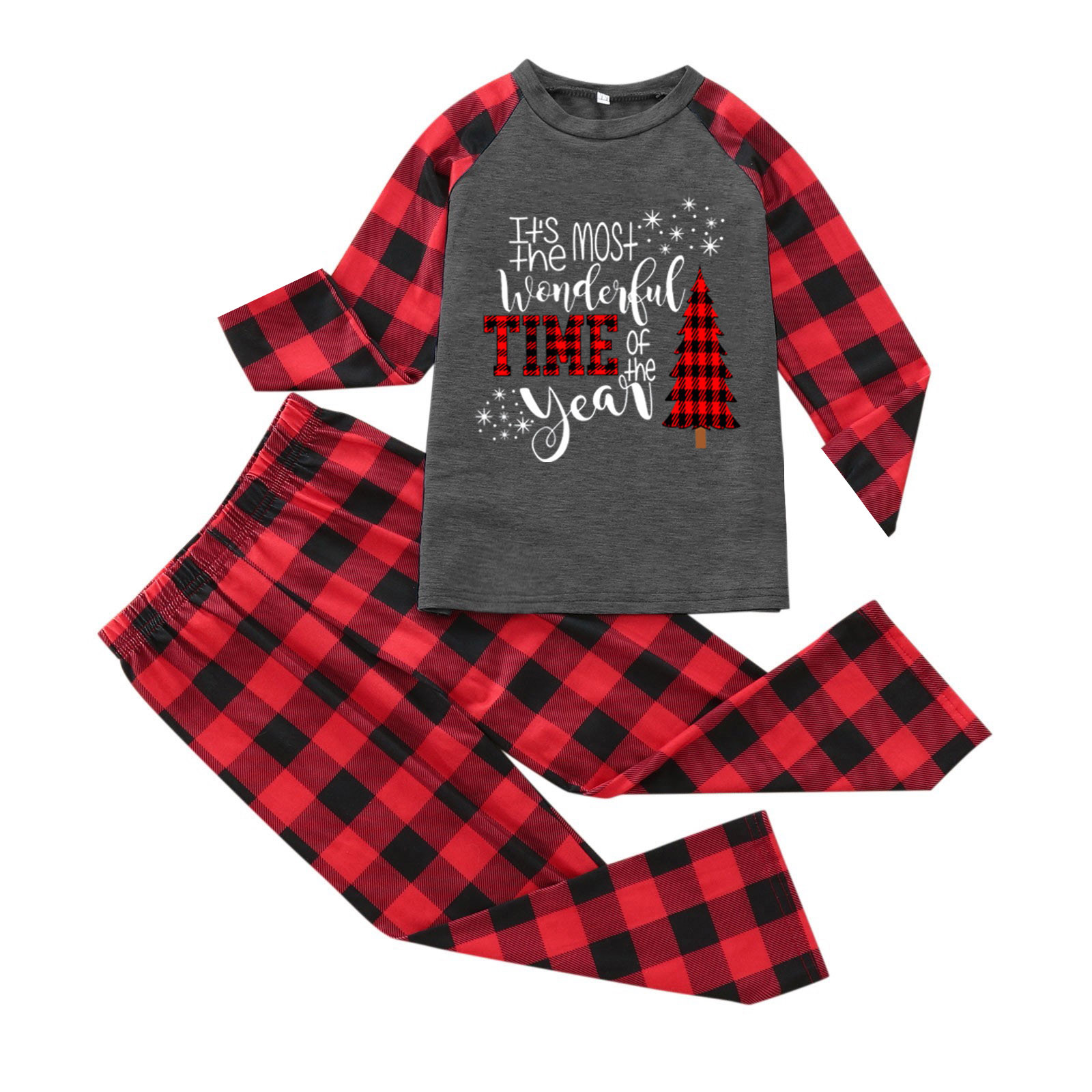 TAIAOJING Kids For Christmas Family Matching Pajamas Cute Tress Print ...