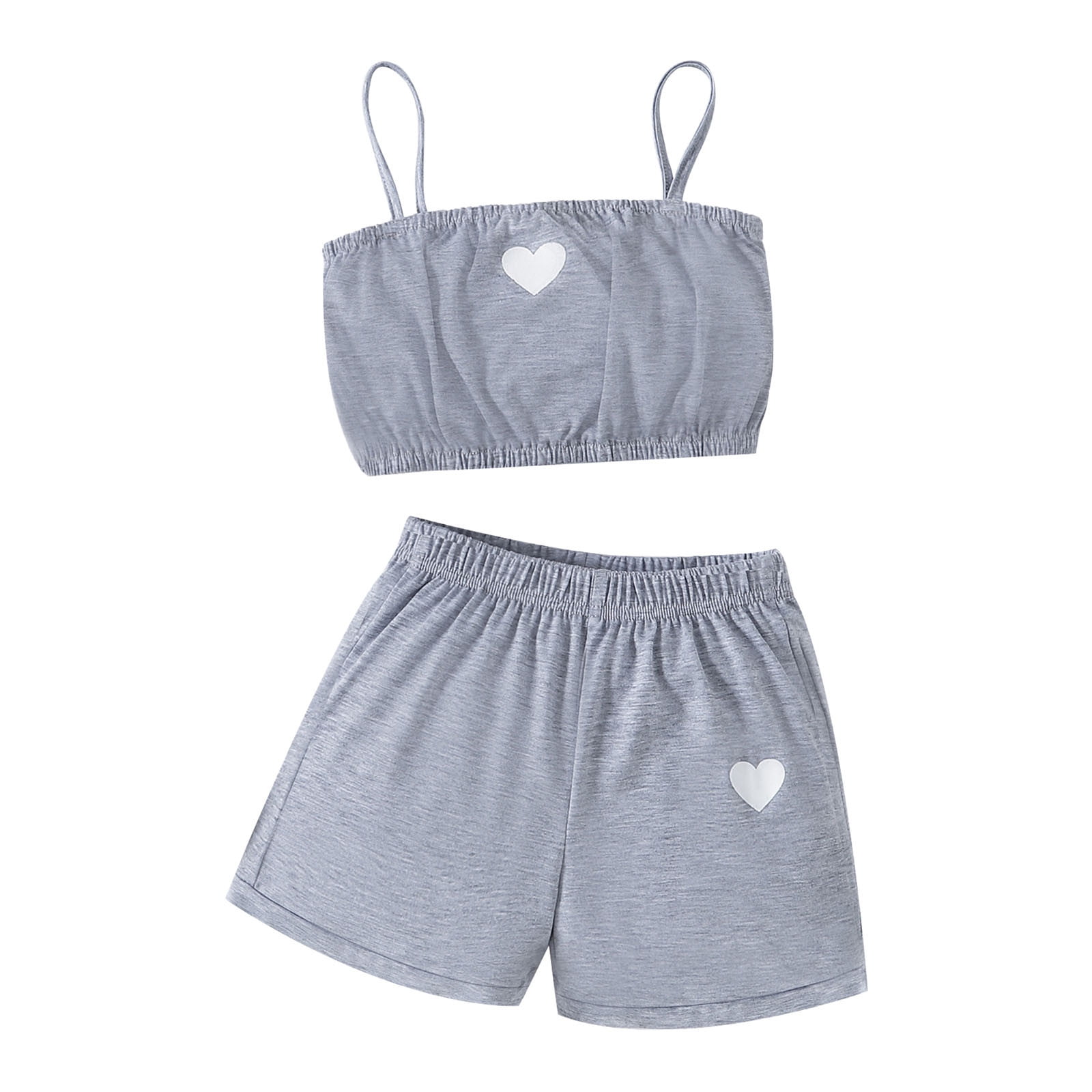 TAIAOJING Kids Girls 2Pcs Clothes Set Children Girls Sleeveless Love ...