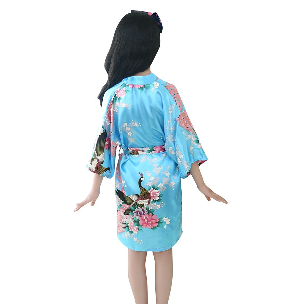 TAIAOJING Kids Girls Saint Silk Bathrobe Satin Robes Toddler Bathrobe ...