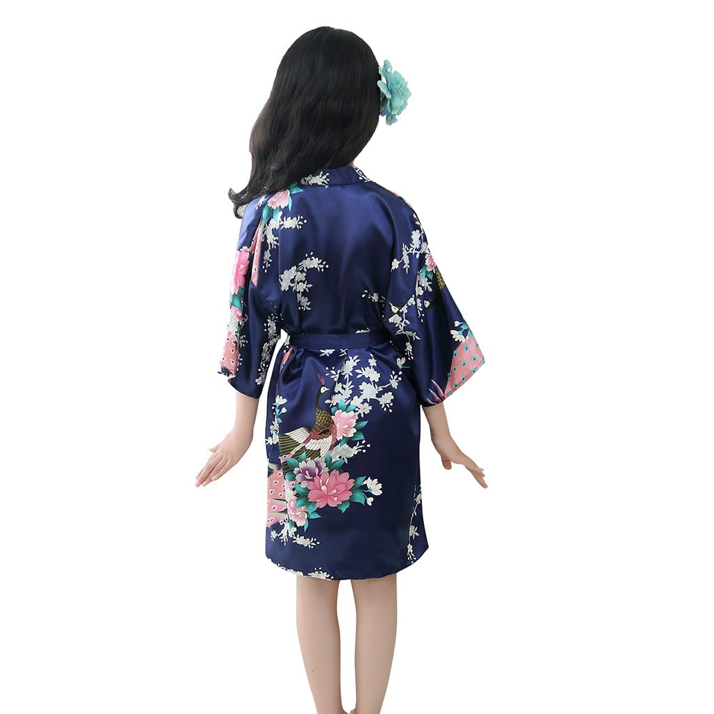 TAIAOJING Kids Girls Saint Silk Bathrobe Satin Robes Toddler Bathrobe ...