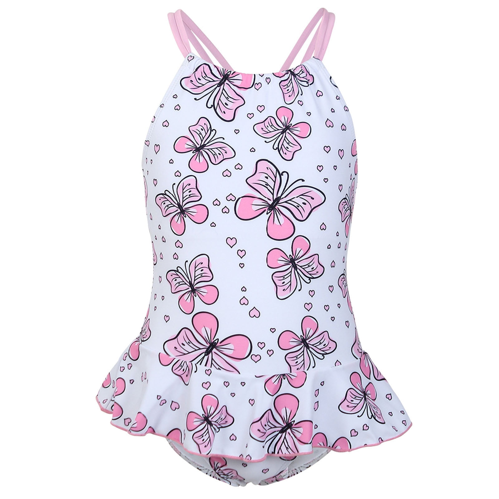 TAIAOJING Kids Girls Swimsuit 1 Piece Ruffle Bathing Suit Cute Print ...
