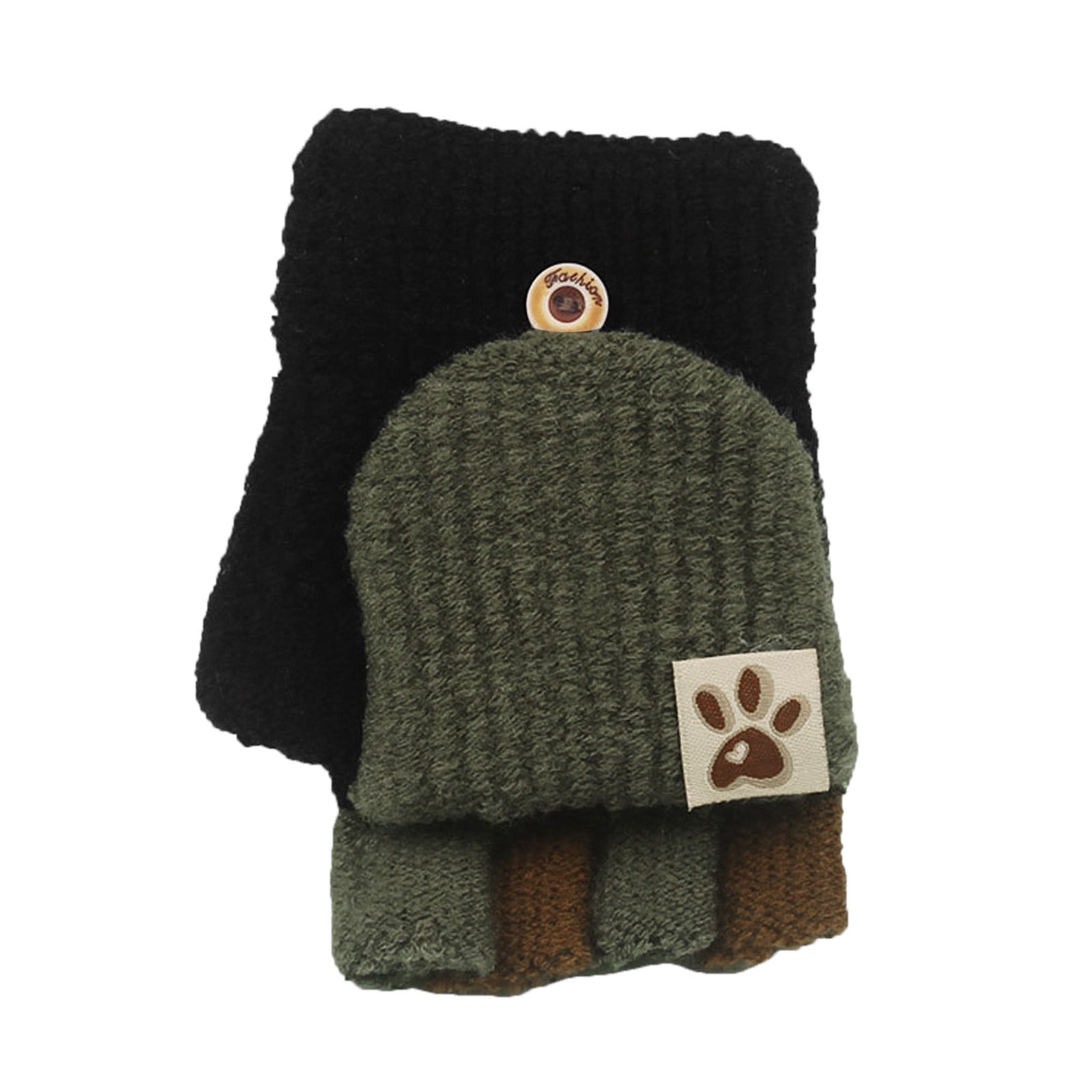 TAIAOJING Kids Winter Gloves Outdoor Flip Fingerless Gloves Top Warm ...