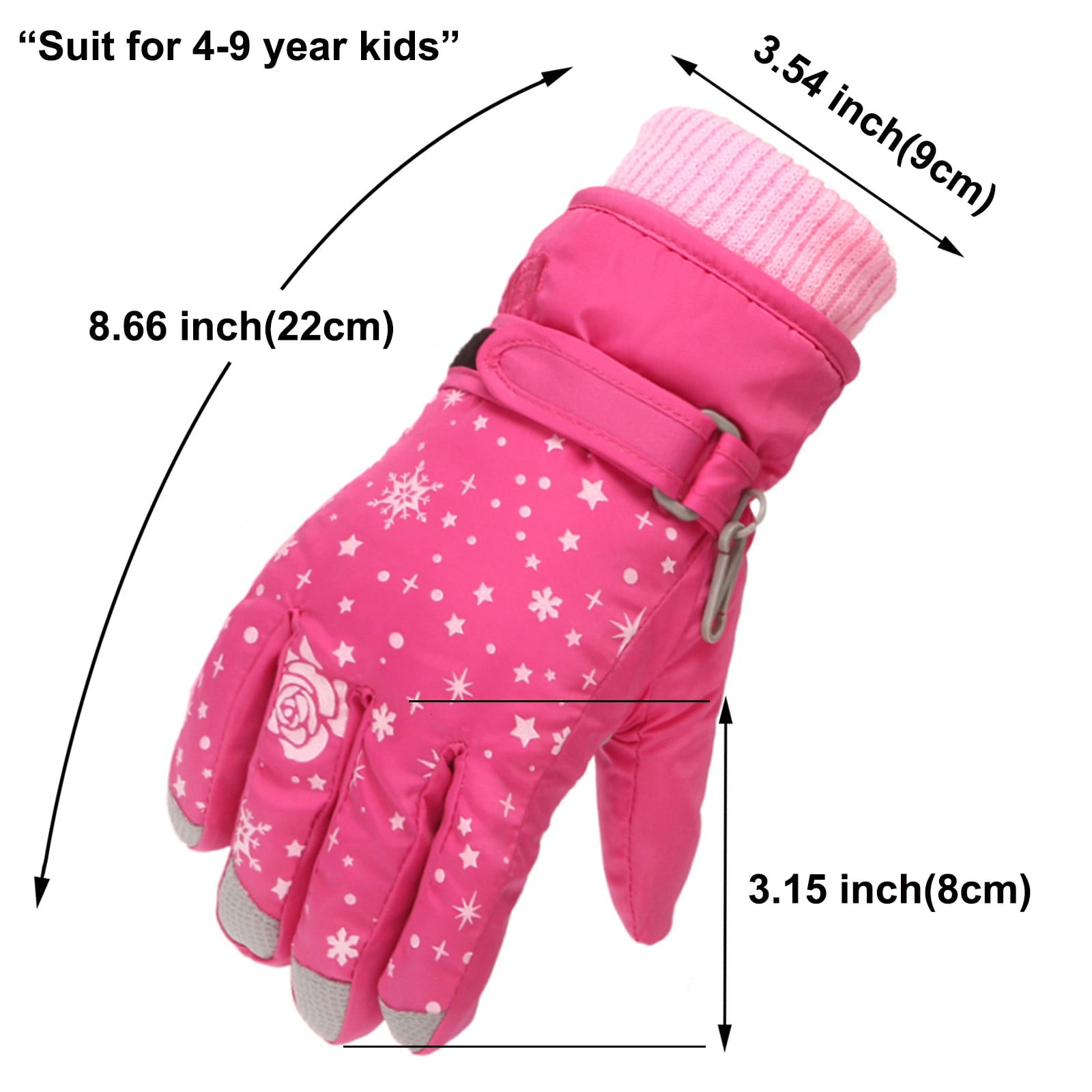 TAIAOJING Kids Winter Gloves Waterproof Snow Ski Gloves Print Gloves ...