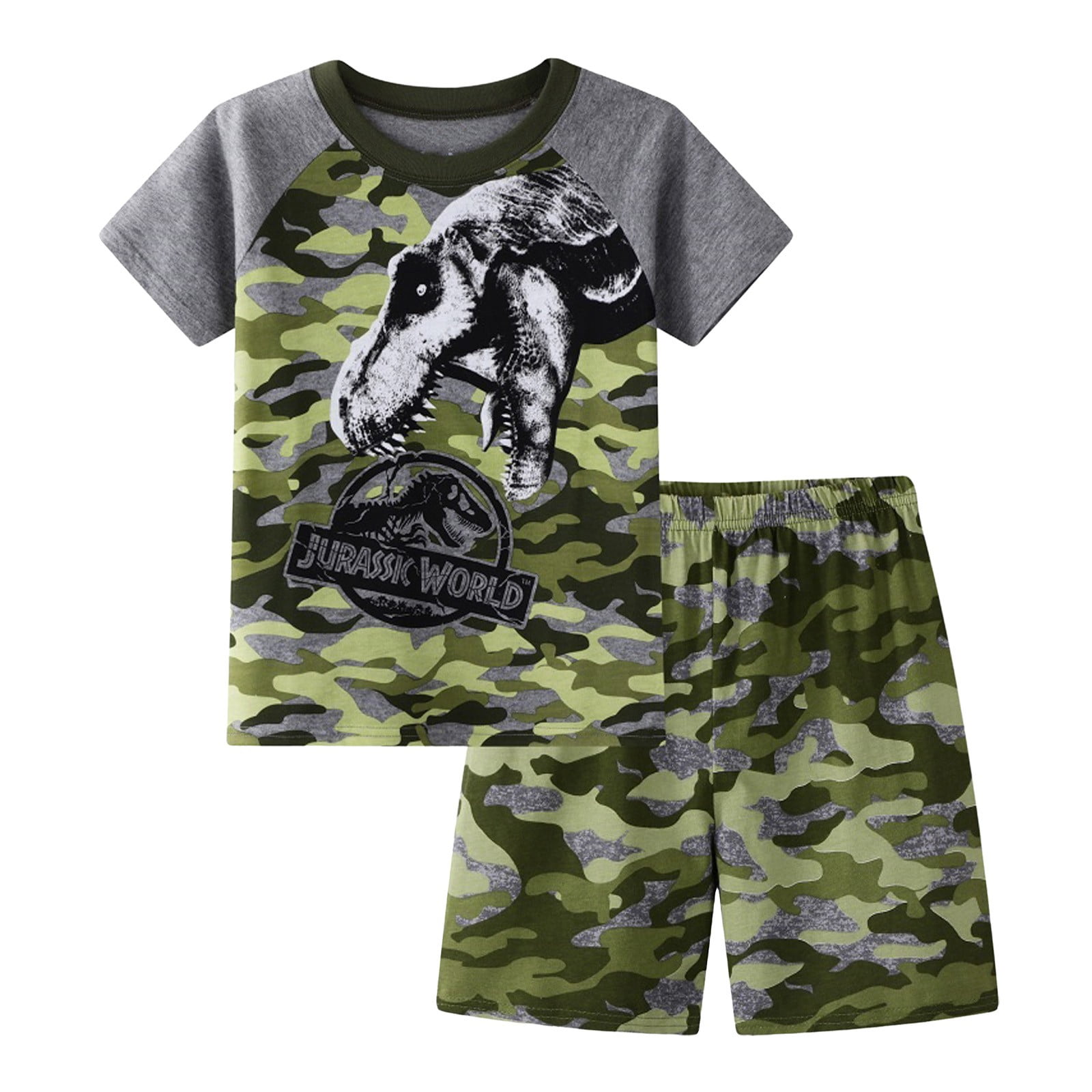 TAIAOJING Little Big Boys Summer Clothes Set Toddler Kids Baby Boys Cartoon Dinosaur T Shirt ...