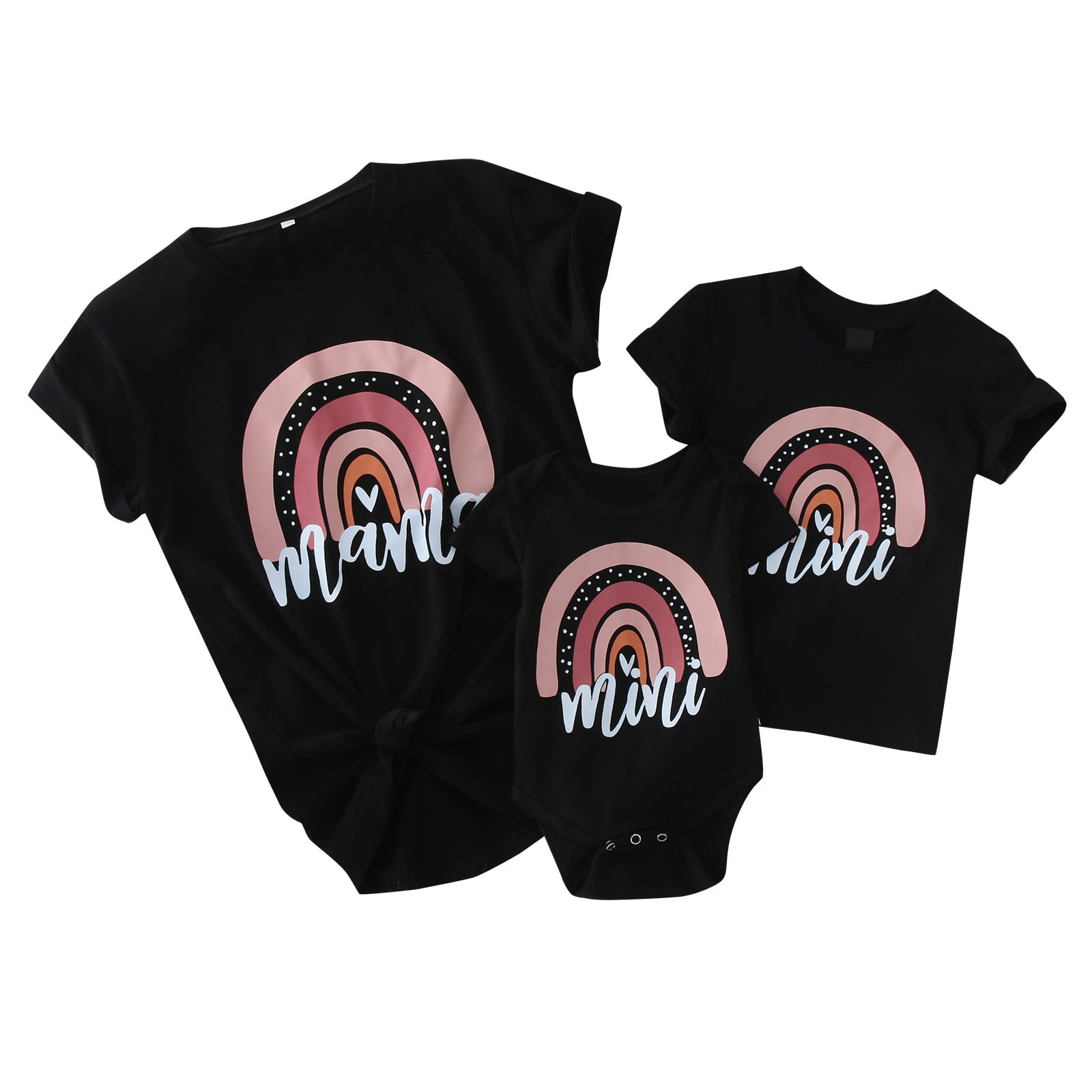 TAIAOJING Mama and Mini Shirts Clothes Letter Girls Rainbow Boys Sleeve ...