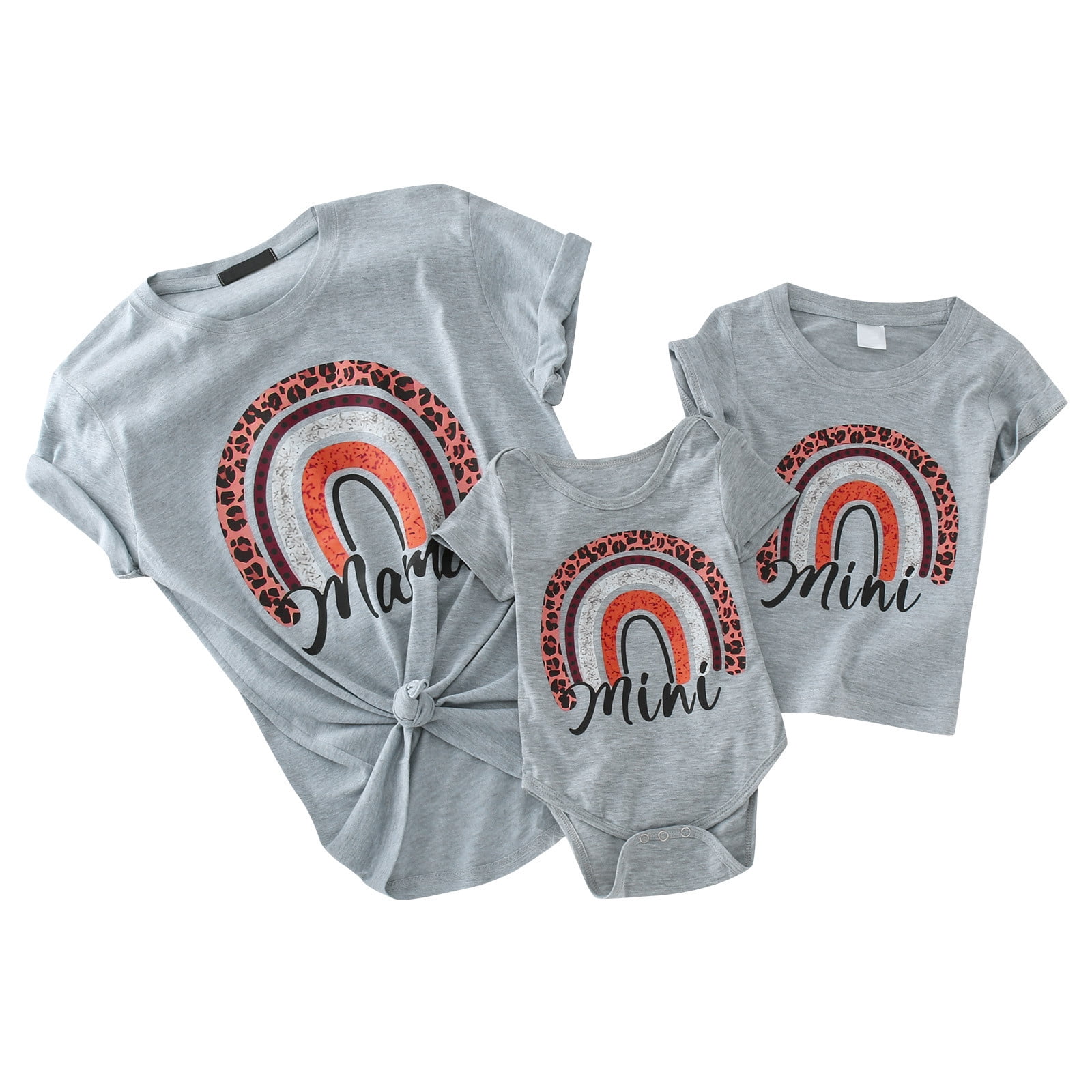 TAIAOJING Mama and Mini Shirts Clothes Letter Girls Rainbow Boys Sleeve ...