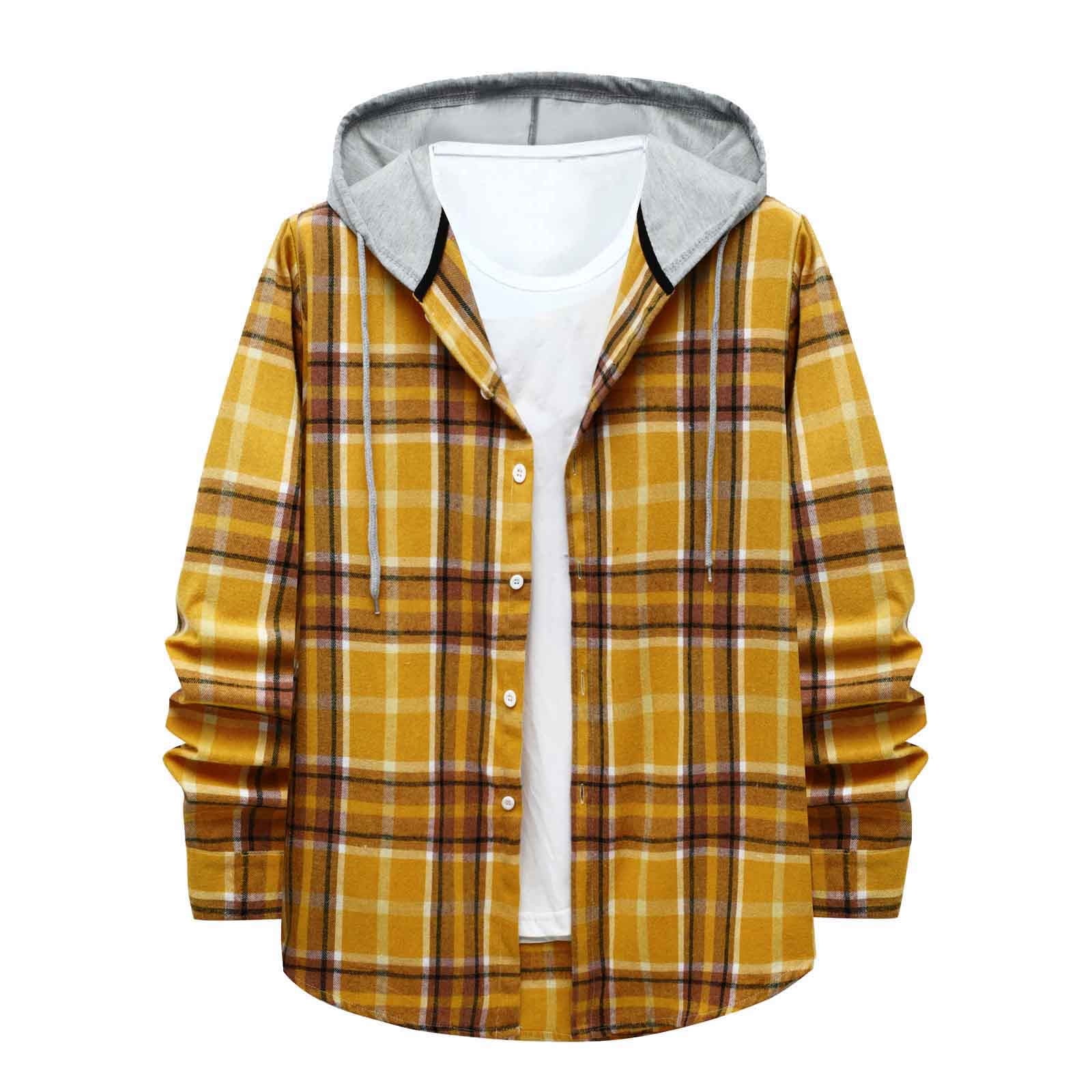 TAIAOJING Men's Plaid Shacket Shirt Jacket Autumn And Winter Casual ...