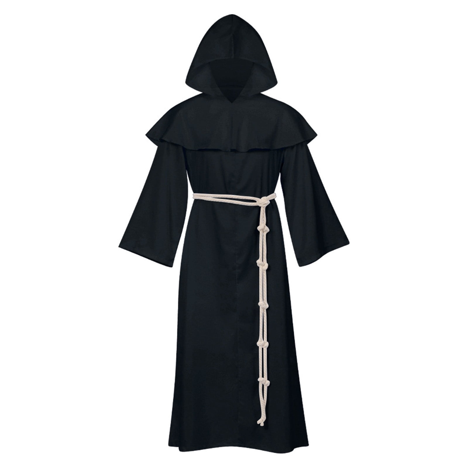 TAIAOJING Men's Retro Hooded Robe Solid Color Priest Monk Outfit ...