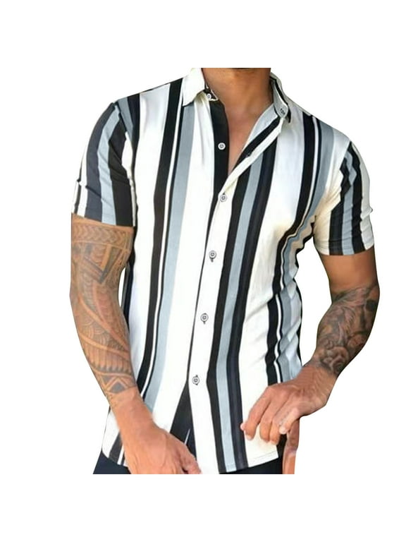 Balery Nautical Style Men's Casual Button Down Shirt Short Sleeve ...
