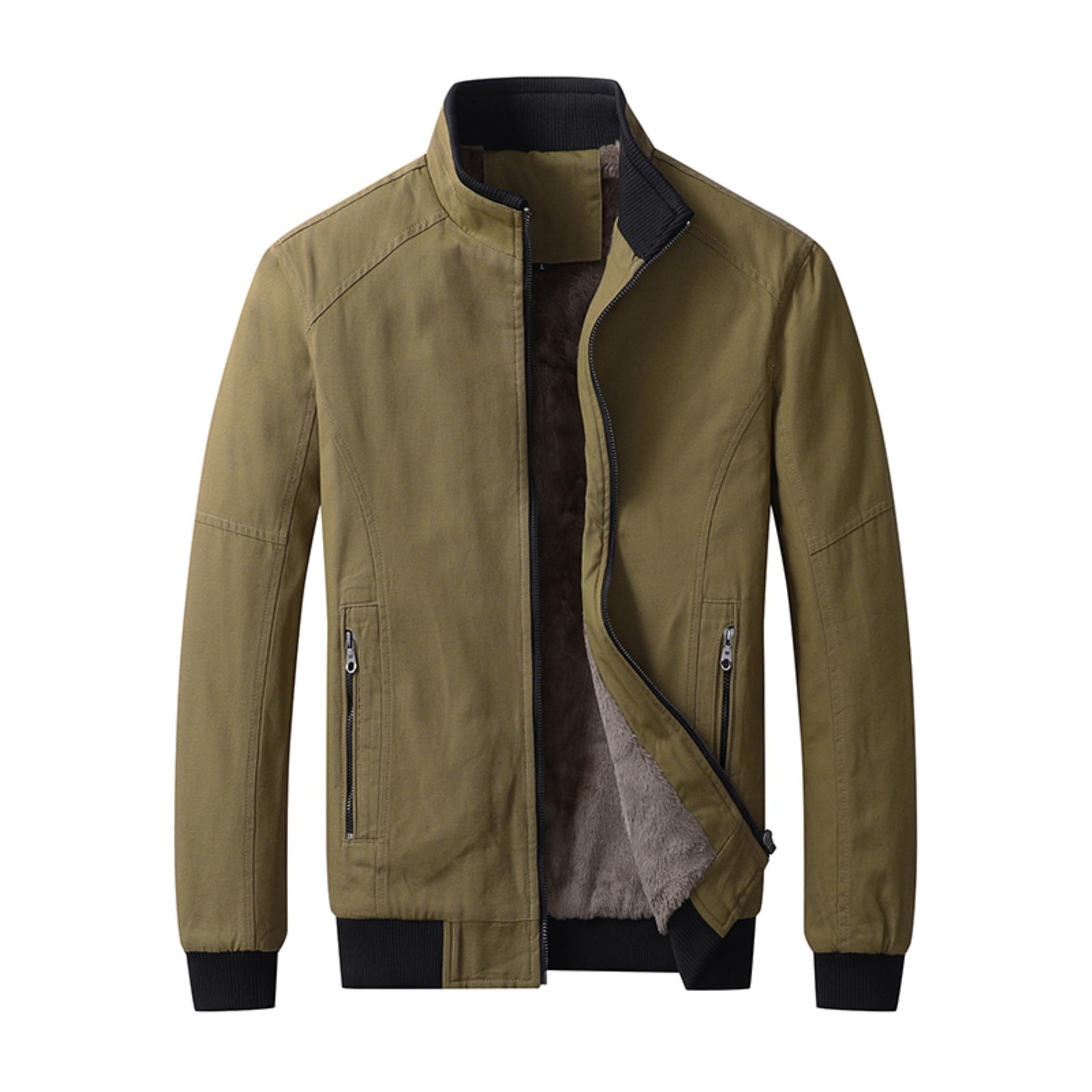 TAIAOJING Mens Fashion Varsity Jackets Solid Color Casual Stand-up ...