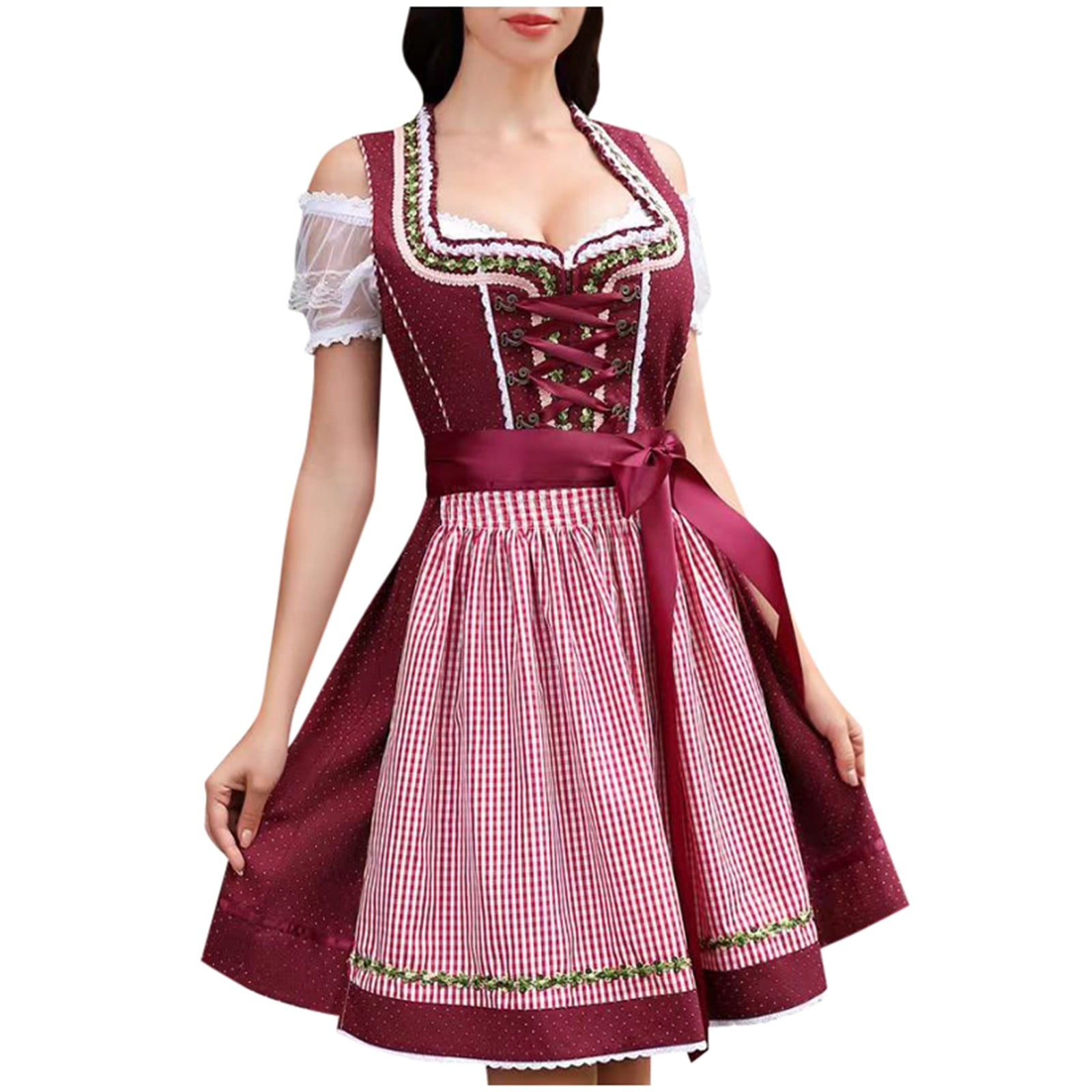 TAIAOJING Oktoberfest Women Dirndl Dresses Bohemian Festival Cheer ...