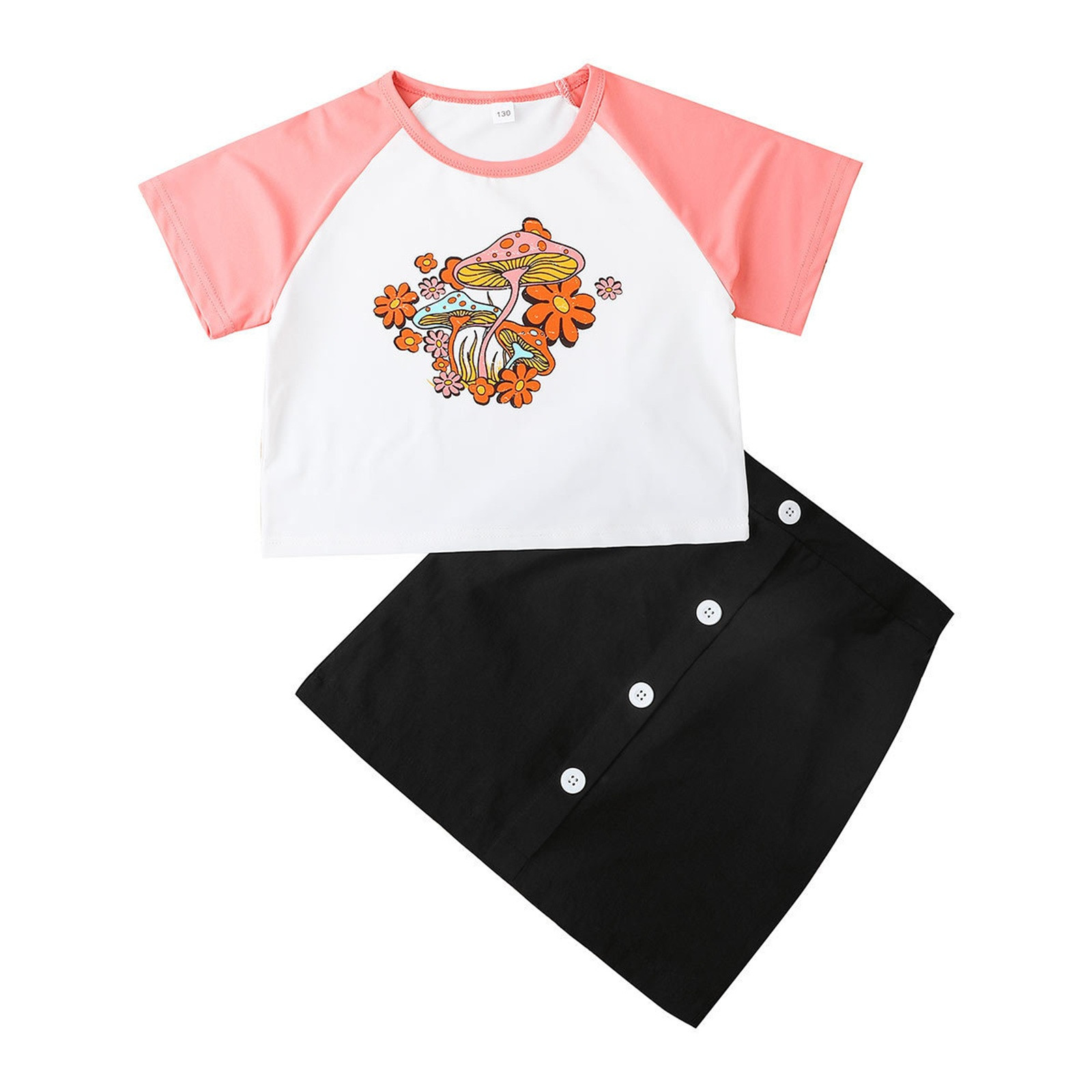TAIAOJING Outfit Clothes Set Kids Toddler Baby Girls Spring Summer Print Cotton Short Sleeve ...