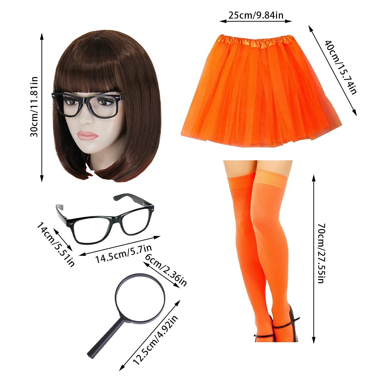 TAIAOJING Party Set Student Wig Dress Up Stockings Skirt Party Supplies ...