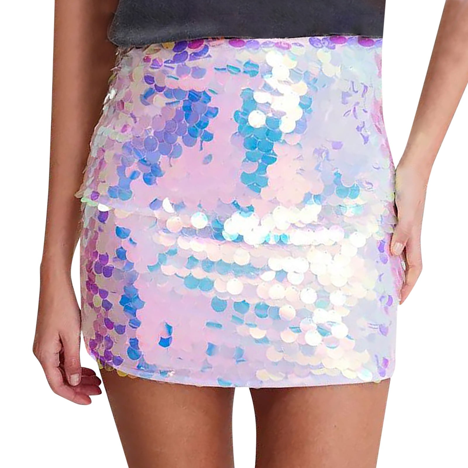TAIAOJING Sequin Skirts - Shiny Sequined Holiday Mini Skirt Mini Party ...