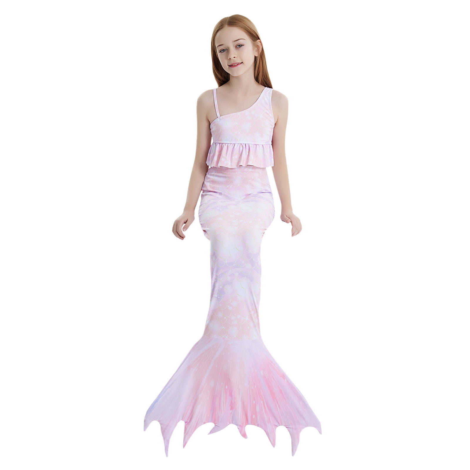 TAIAOJING Summer Child Girls Printed Ruffles Three Piece Swimwear ...