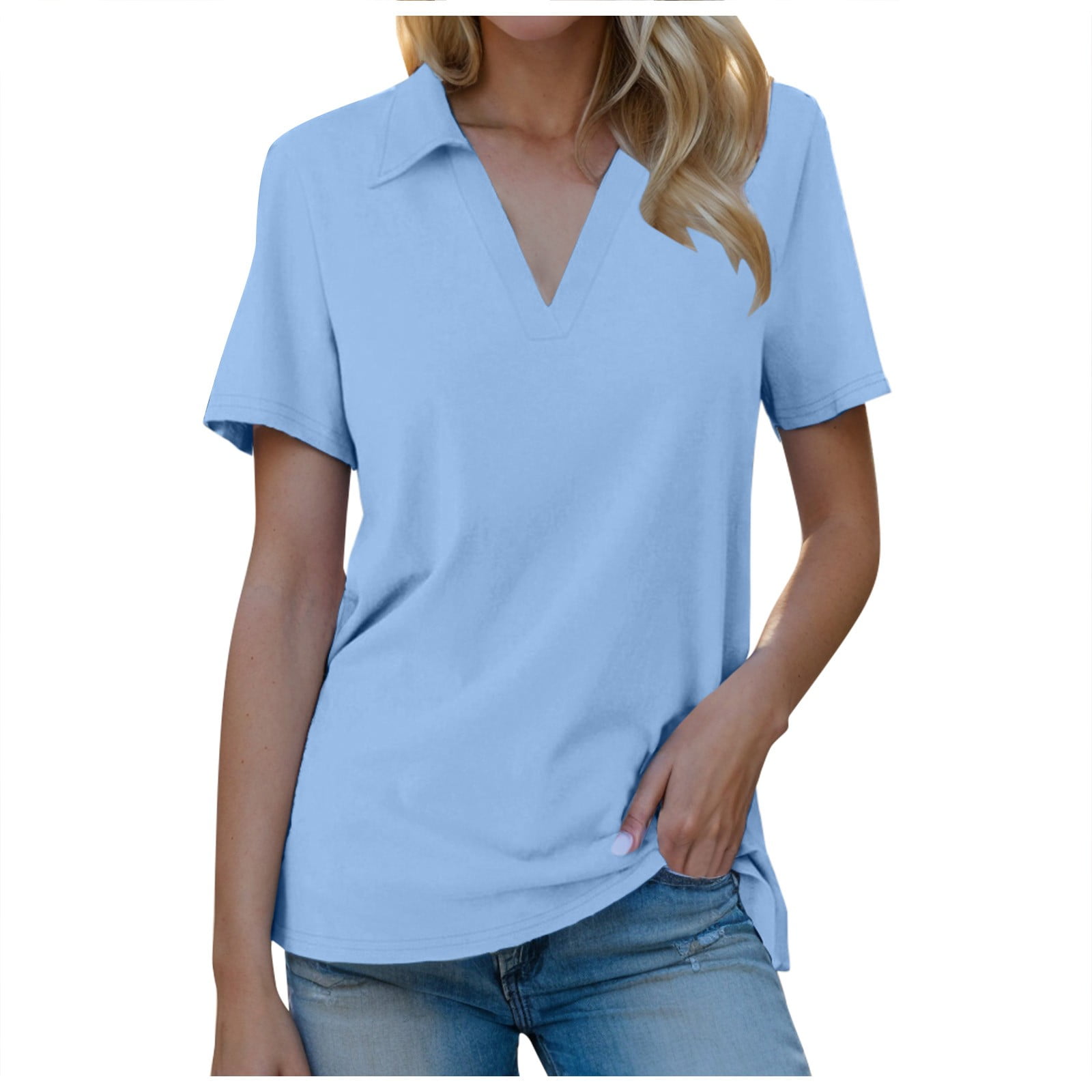 Taiaojing Summer Tops For Women 2024 Short Sleeve Shirts V Neck Tops