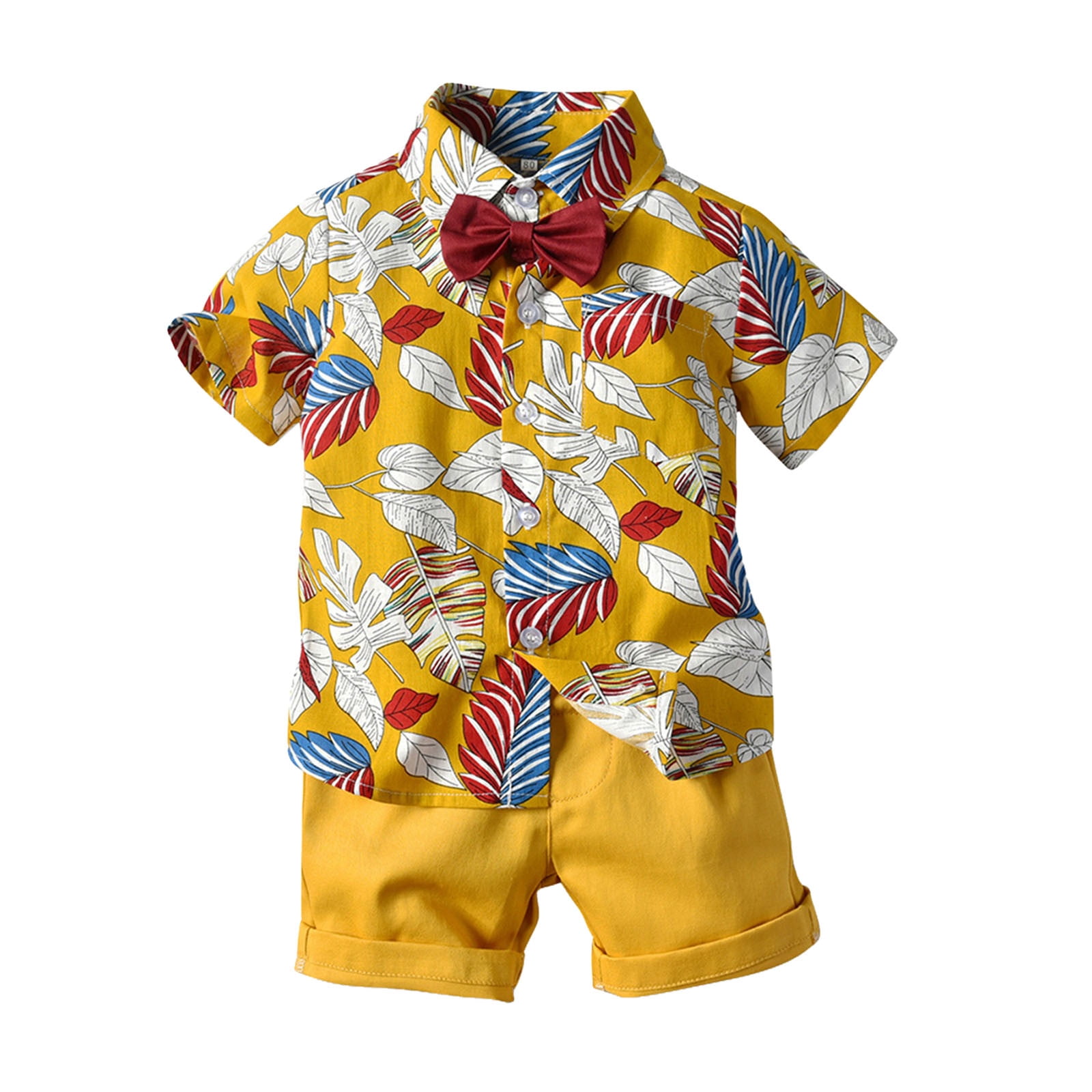 TAIAOJING Toddler Baby Girl Boy Outfit Kids Boys Floral Short Sleeve Button Down Shirt Casual ...