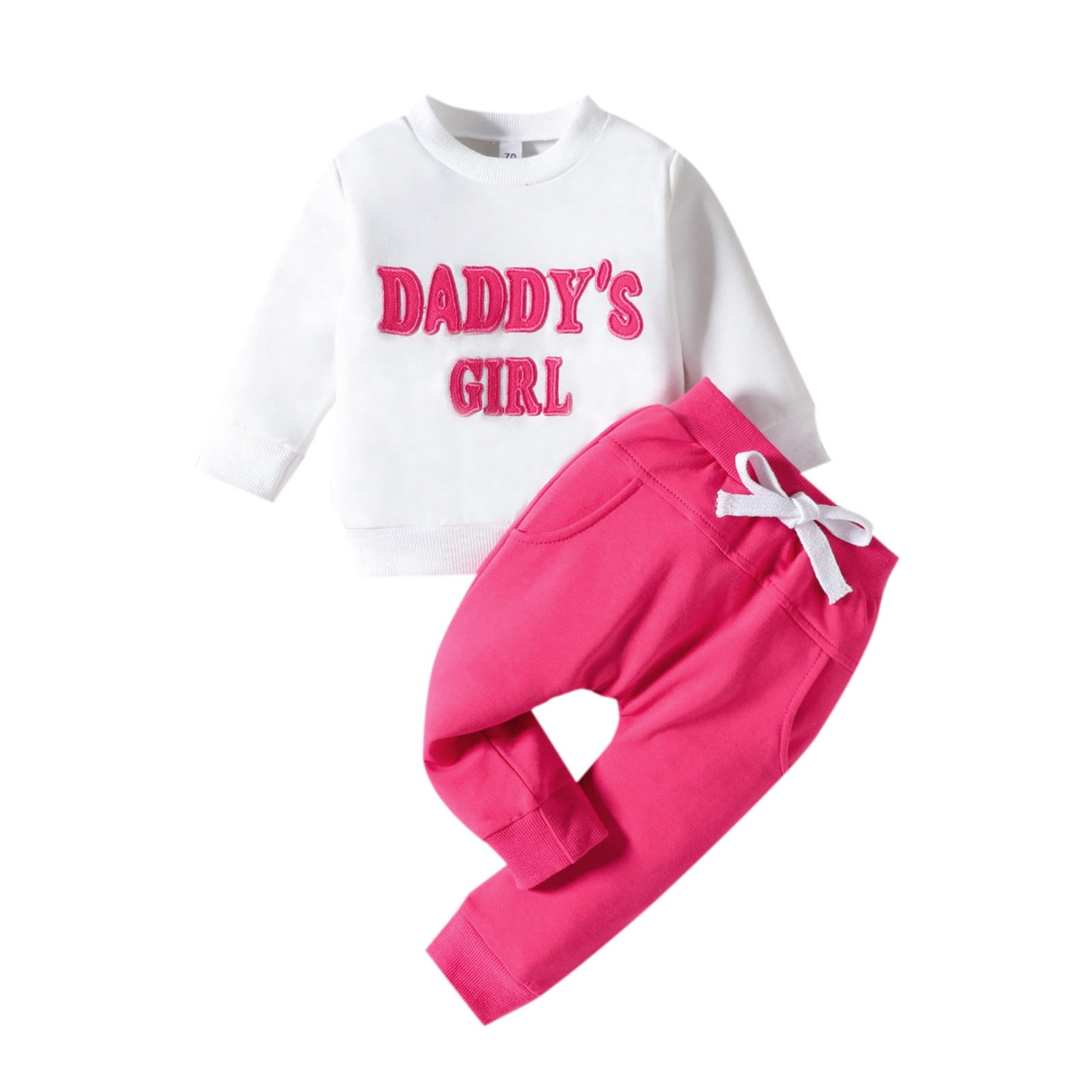 TAIAOJING Toddler Baby Girl Fall Clothes Set Girls Long Sleeve Letter Embroider T Shirt Pullover ...