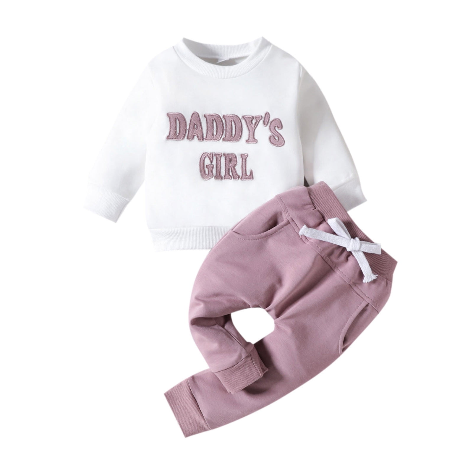 TAIAOJING Toddler Baby Girl Fall Clothes Set Girls Long Sleeve Letter Embroider T Shirt Pullover ...