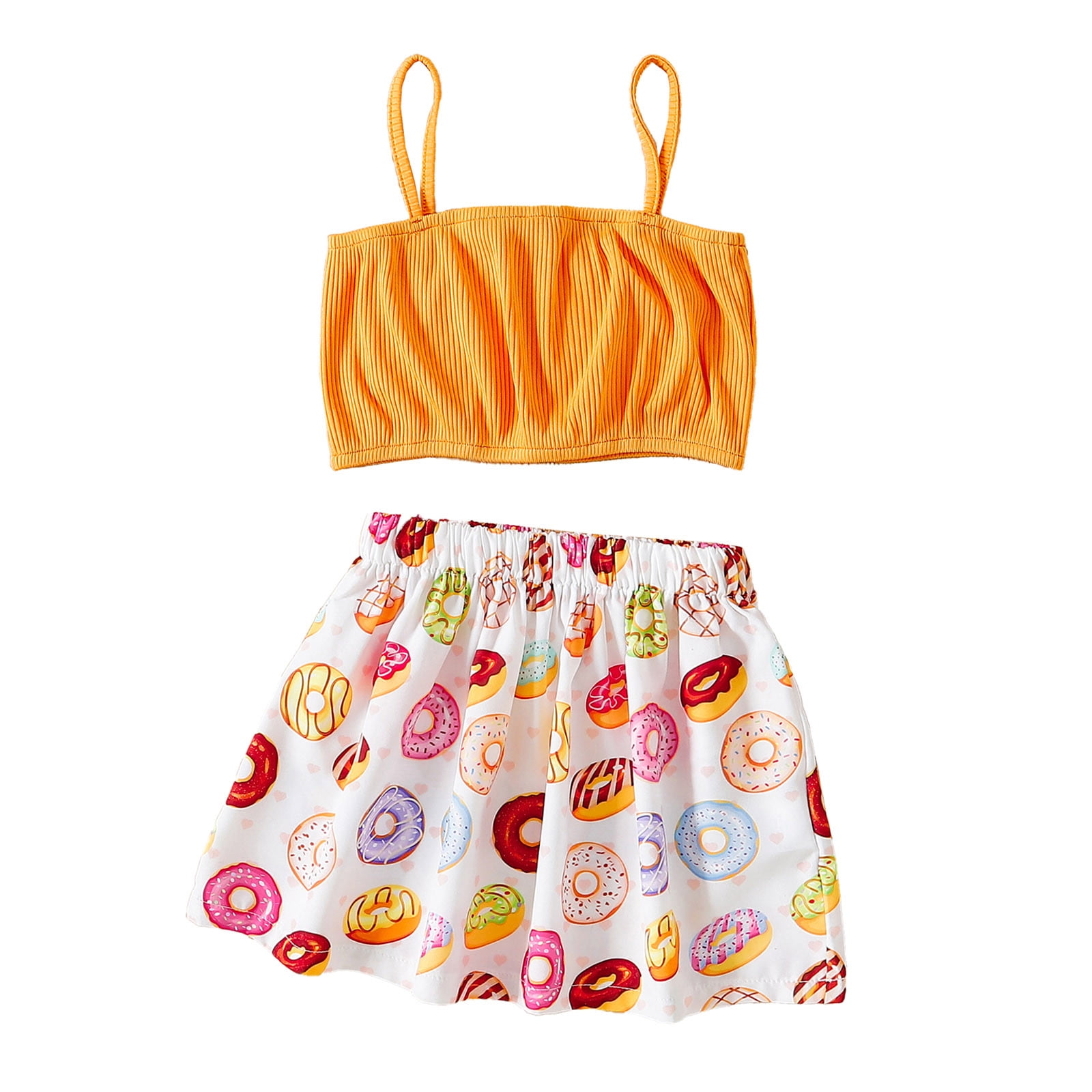TAIAOJING Toddler Baby Girl Outfit Children Girls Sleeveless Solid Vest Tops Summer Donut Prints ...