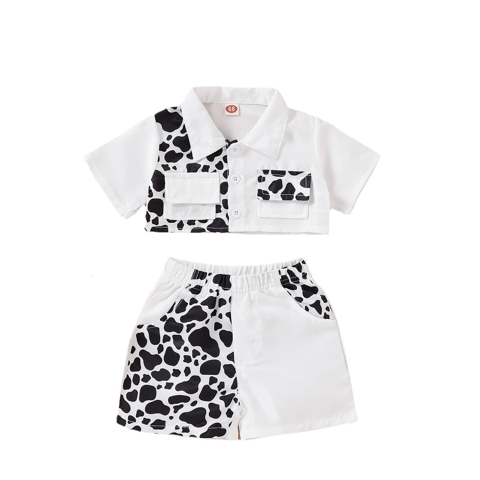 TAIAOJING Toddler Baby Girl Outfit Kids Girls Spring Summer Cows Print Short Sleeve Tops Shorts ...