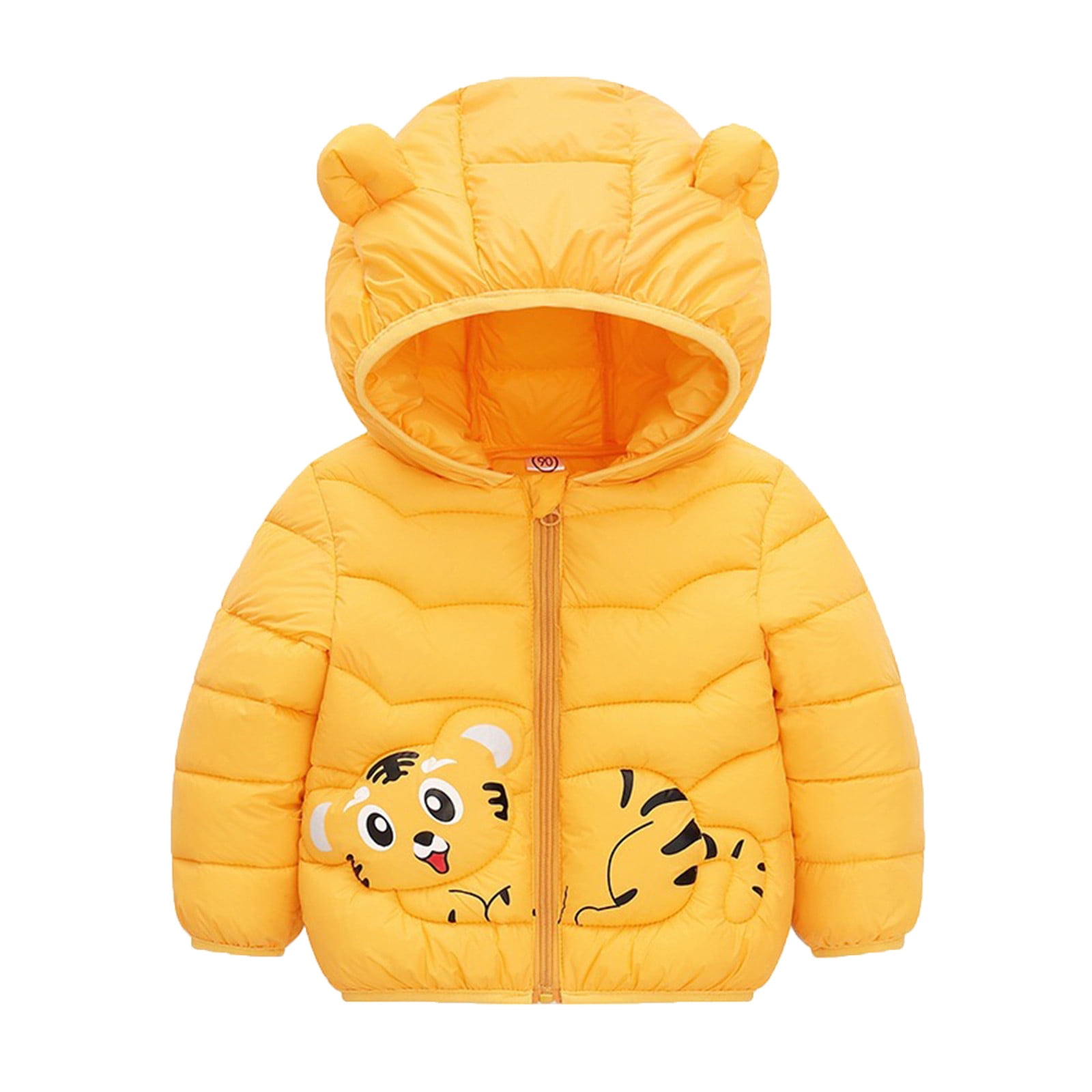TAIAOJING Toddler Boy Girl Down Puffer Jacket Zip Up Boys Girls Winter Windproof Cartoon Tiger ...