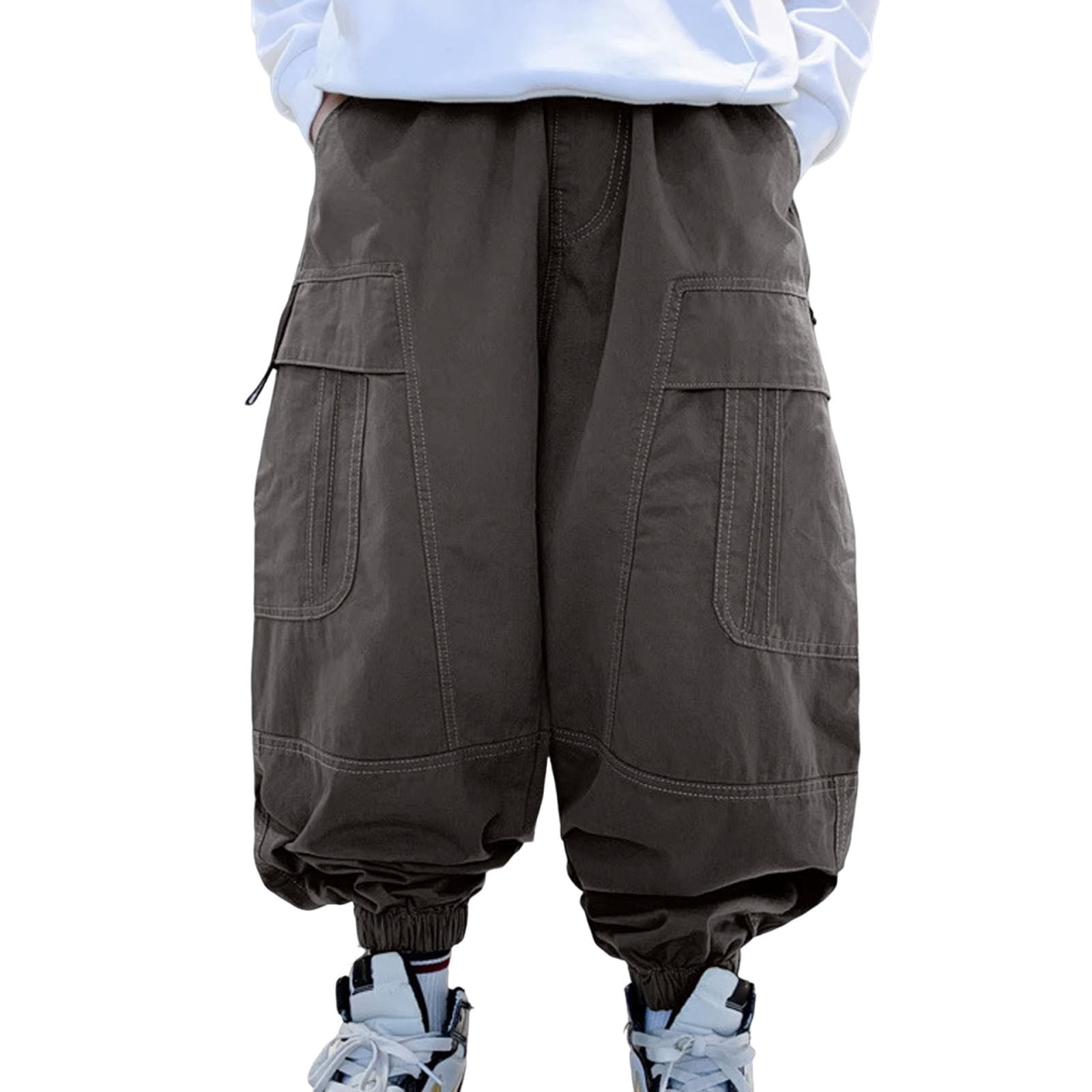 TAIAOJING Toddler Boys Cargo Trousers Fully Elastic Waist Pants For ...