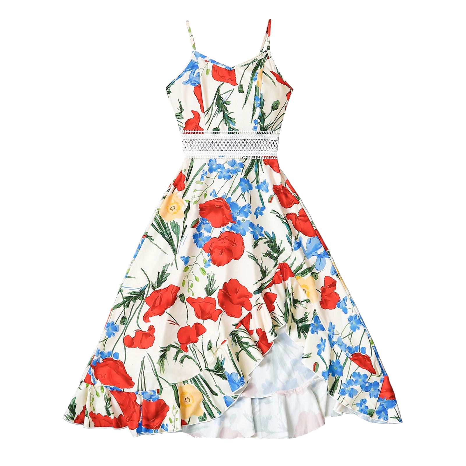 TAIAOJING Toddler Children Girls Sleeveless Spaghetti Flowers Prints ...