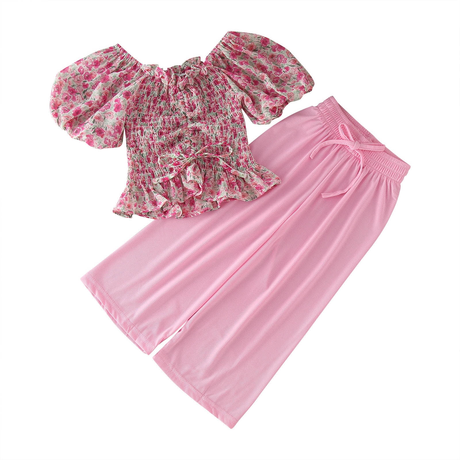 TAIAOJING Toddler Girl Clothes Set Girls Sleeveless Kids Floral Prints ...