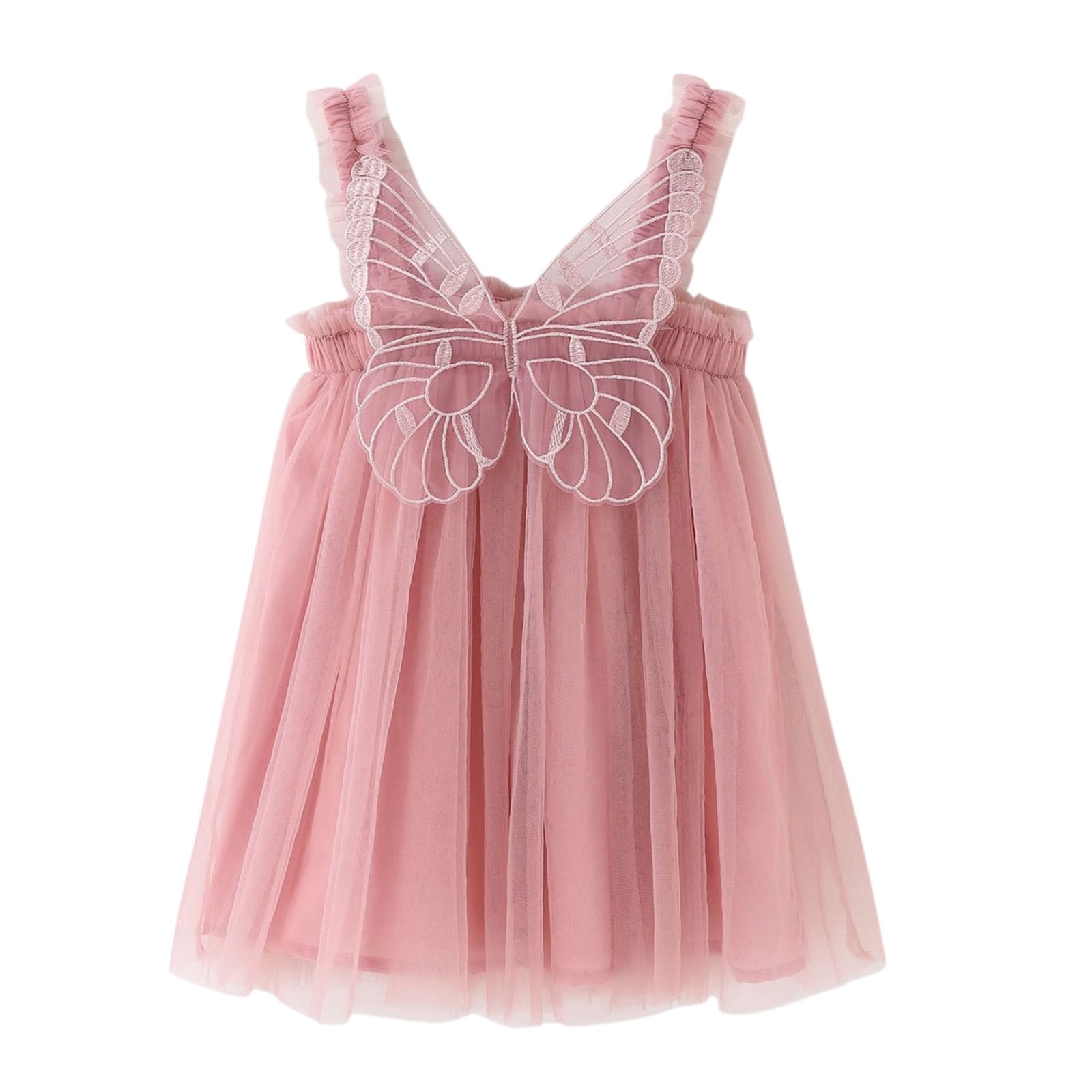 TAIAOJING Toddler Girl Dress Party Butterfly Wings Kids Sleeveless Tutu ...