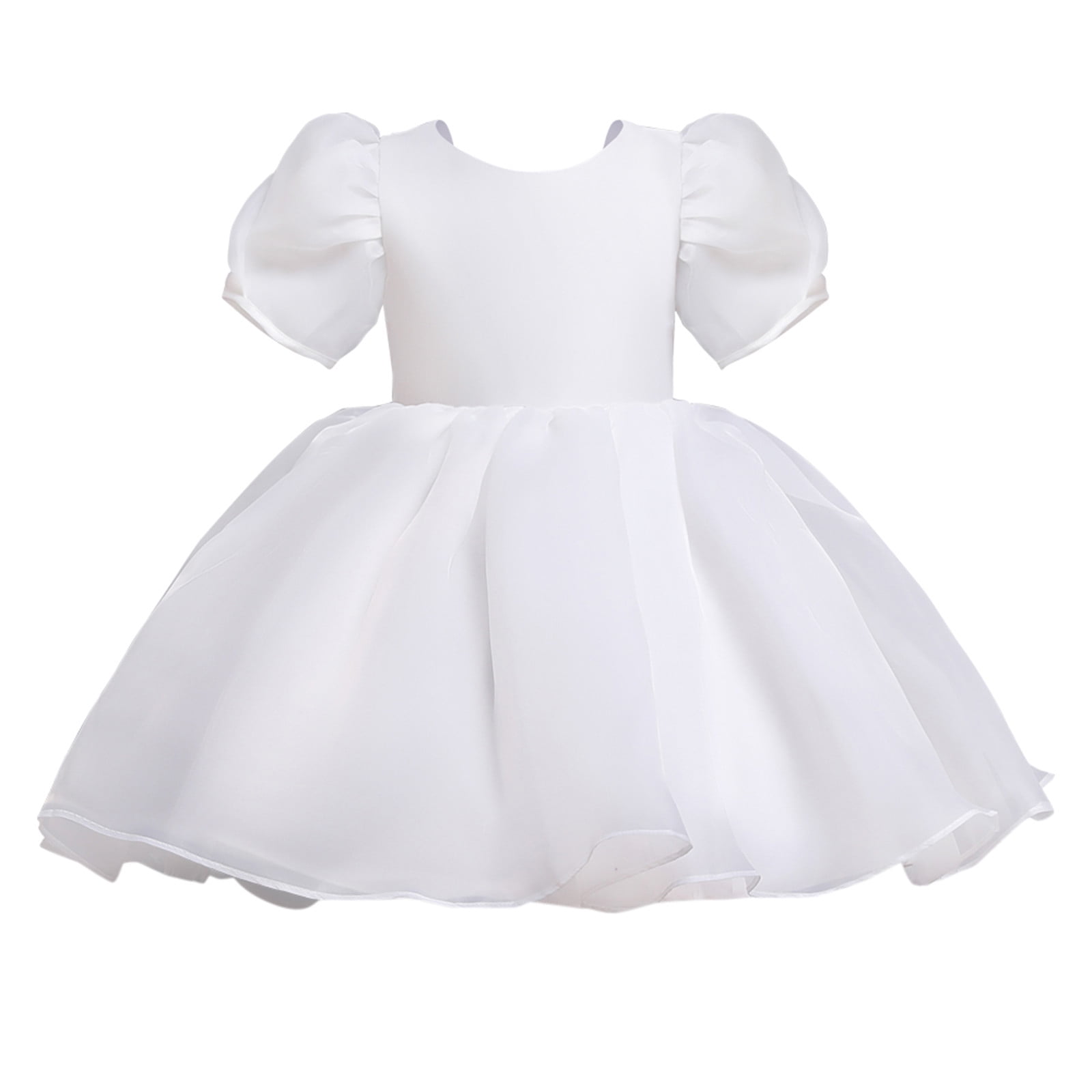 TAIAOJING Toddler Girl Dress Party Tulle Princess Patchwork Print Kids Bubble Sleeve Dresses 5-6 ...