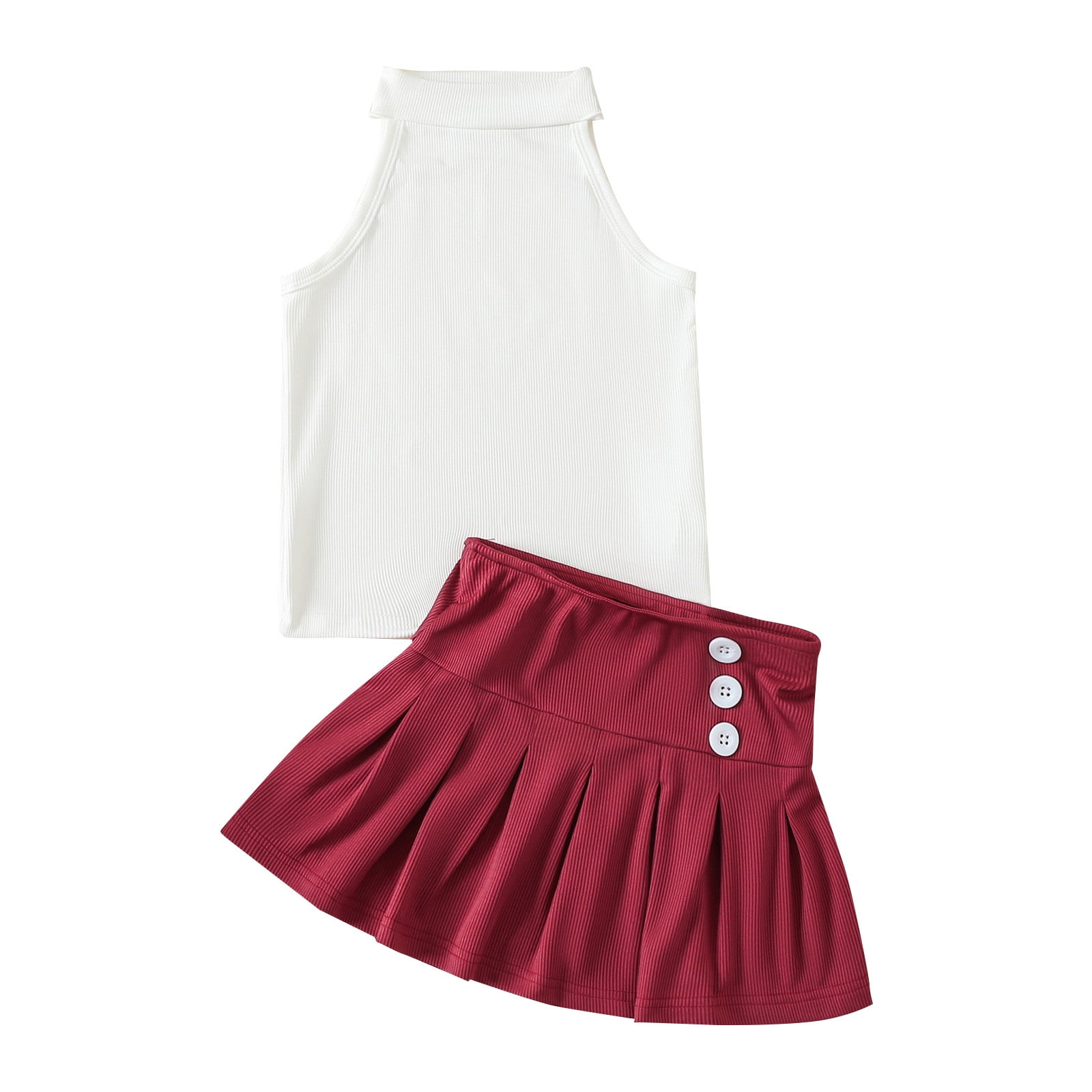 TAIAOJING Toddler Girl Summer Outfit Kids Baby Girls Spring Summer Solid Cotton Sleeveless ...