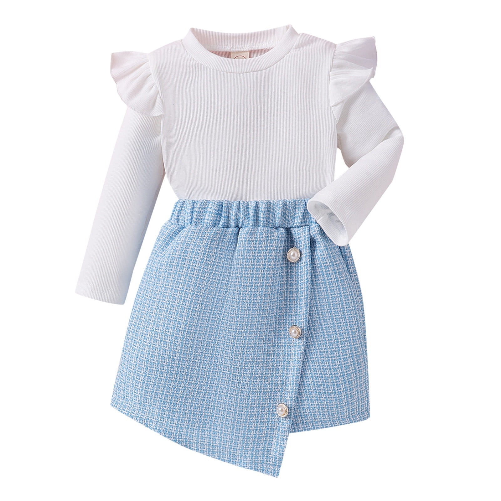 TAIAOJING Toddler Girls Clothes Baby Long Sleeve Ruffle Shirt Top And ...