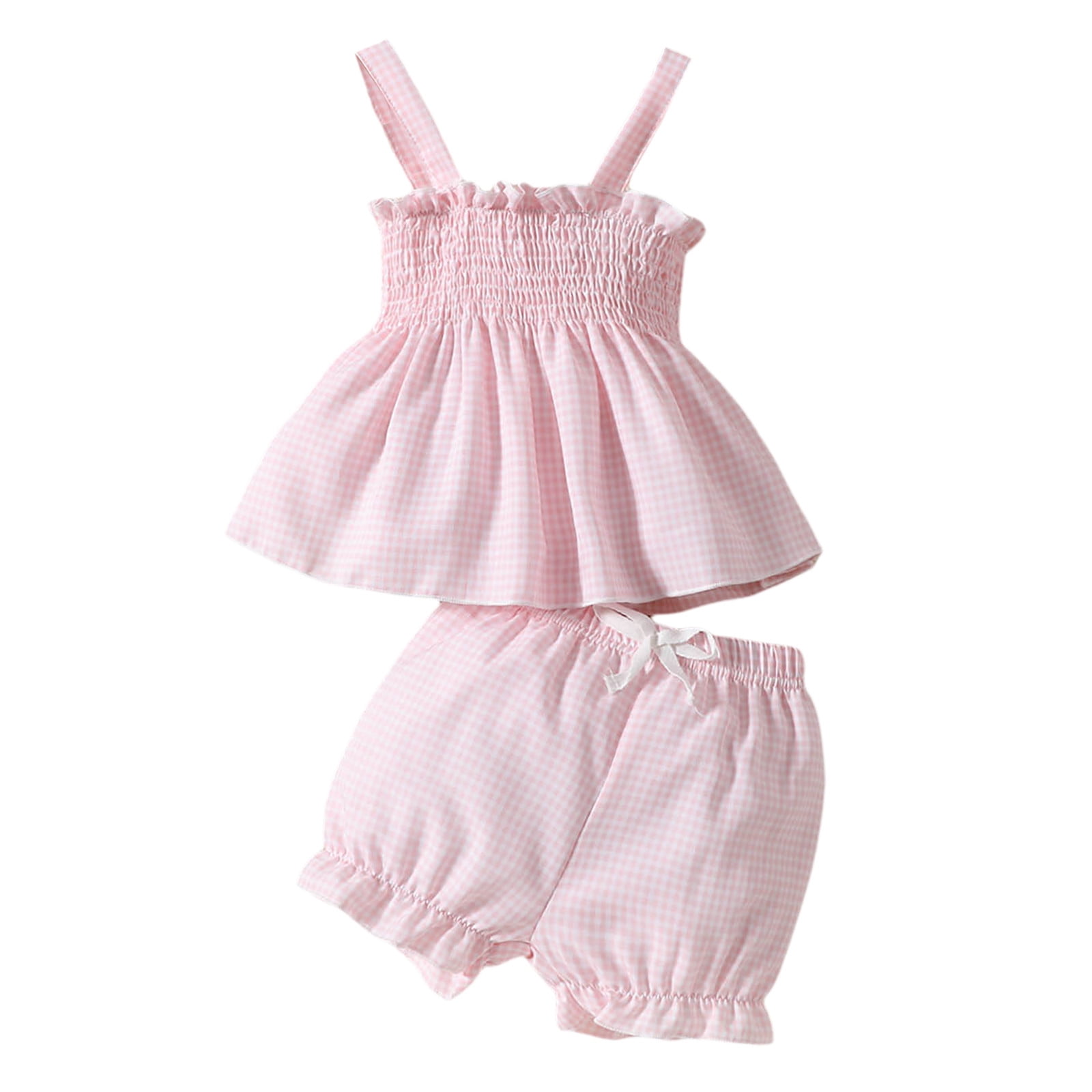 TAIAOJING Toddler Girls Clothes Summer Outfits Children Sleeveless Lattice Prints Vest Tops ...