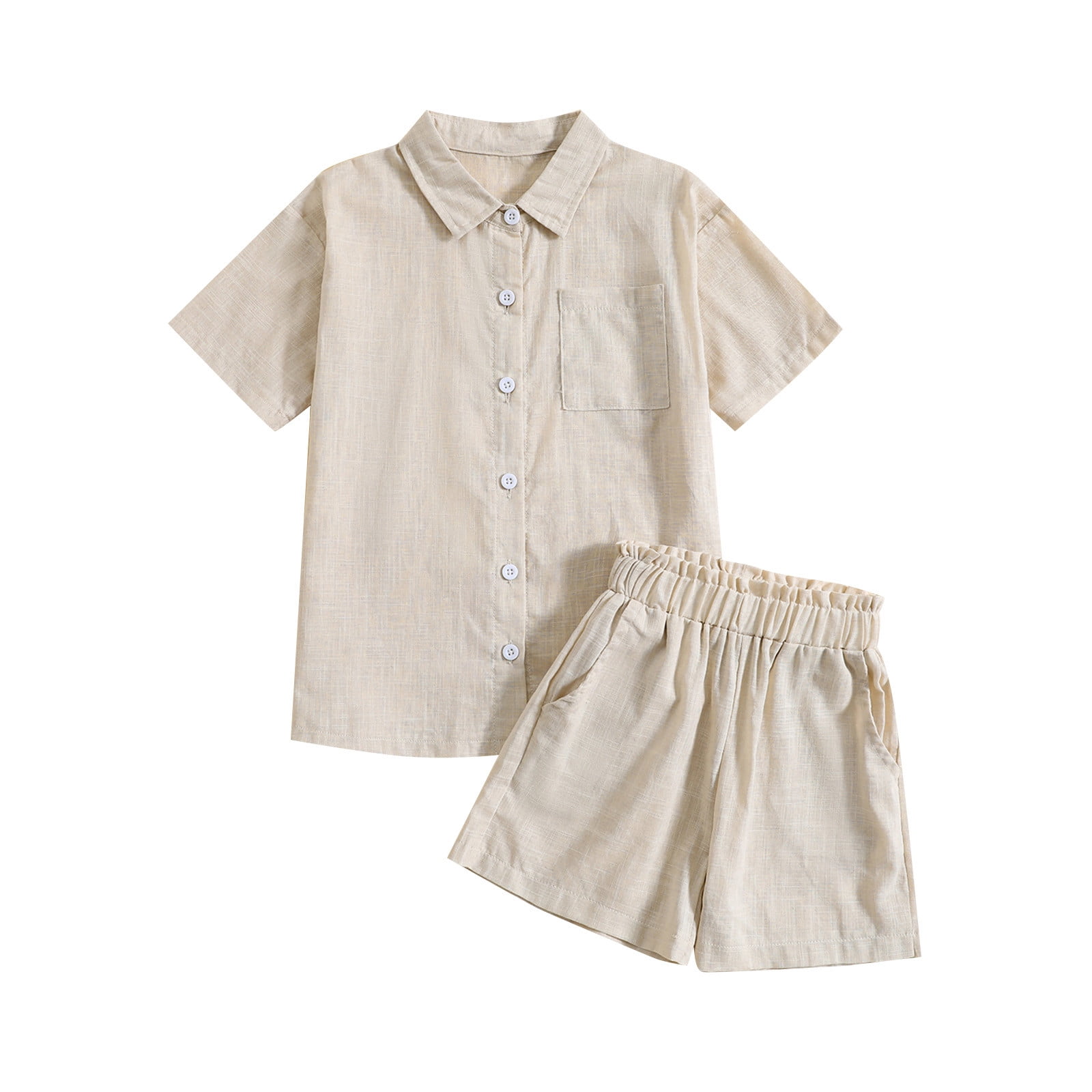 TAIAOJING Toddler Girls Clothes Summer Outfits Kids Baby Spring Cartoon Solid Soft Short Sleeve ...