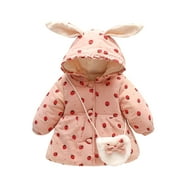 TAIAOJING Baby Girls' Hooded Jacket Winter Cartoon Rabbit Thicken Keep Warm +Bag Windbreaker ...