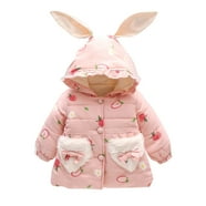 TAIAOJING Toddler Kids Winter Jackets Winter Baby Girls Cartoon Rabbit Thicken Keep Warm Hooded ...
