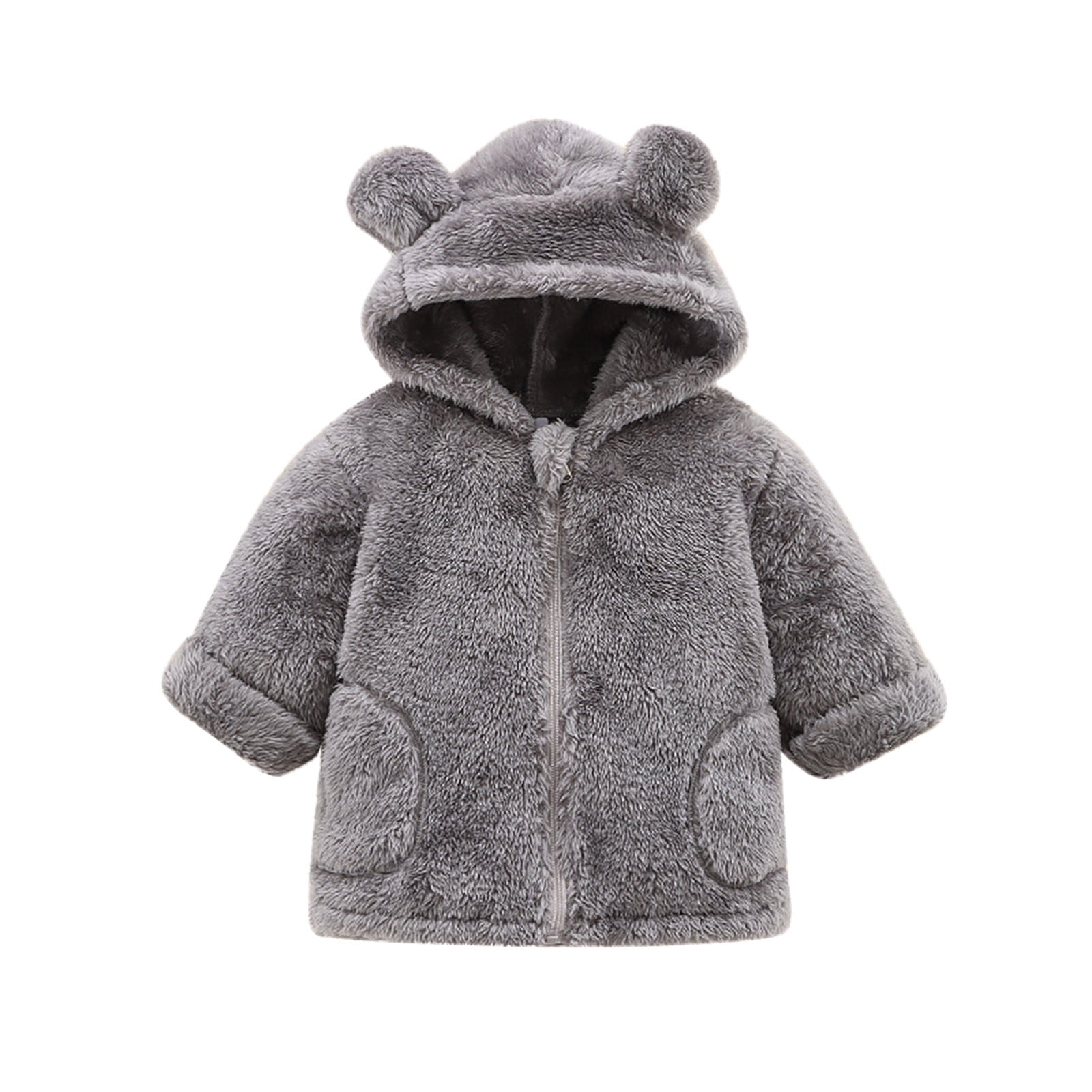 TAIAOJING Toddler Jacket Kids Winter Girls Boys Hooded Soild Cartoon Ears Windproof Warm Girls ...