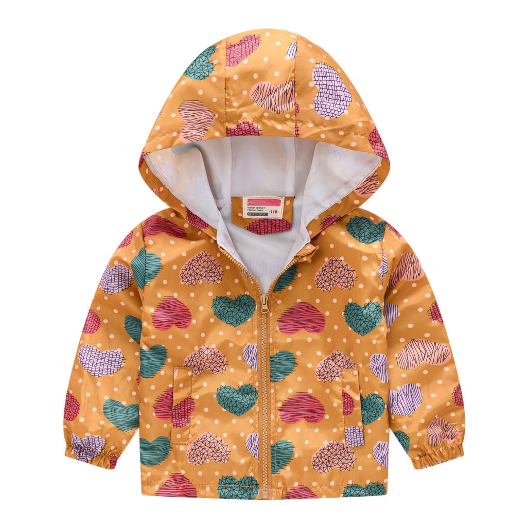 TAIAOJING Toddler Kids Baby Cartoon Jacket Windproof Coat Hooded Print Zipper Grils Boys Autumn ...