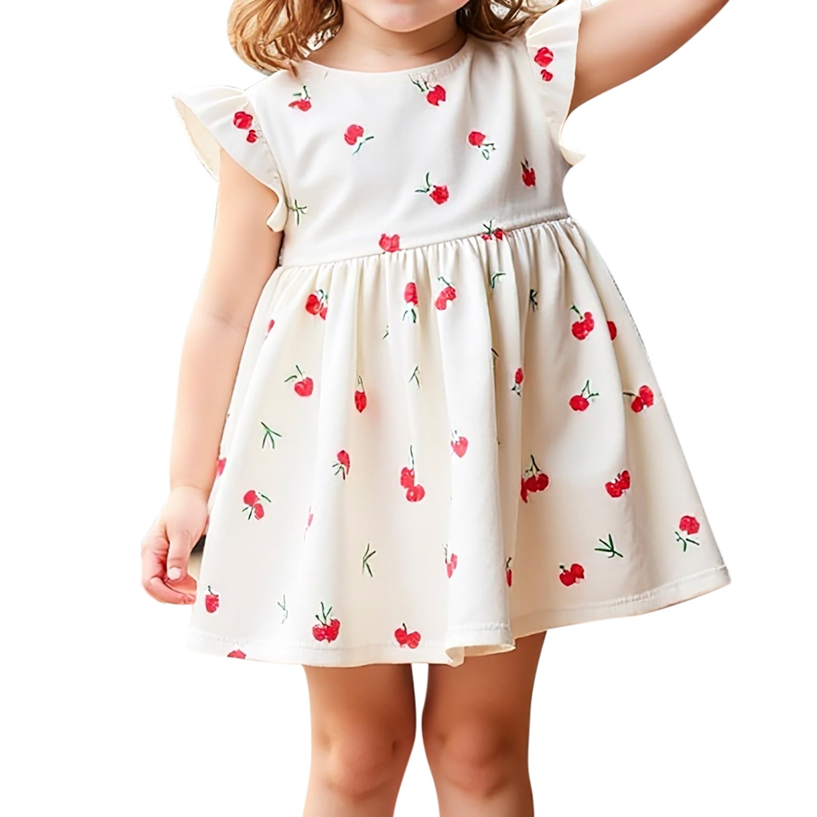 TAIAOJING Toddler Kids Children Girls Summer Fly Sleeve Flower Prints ...