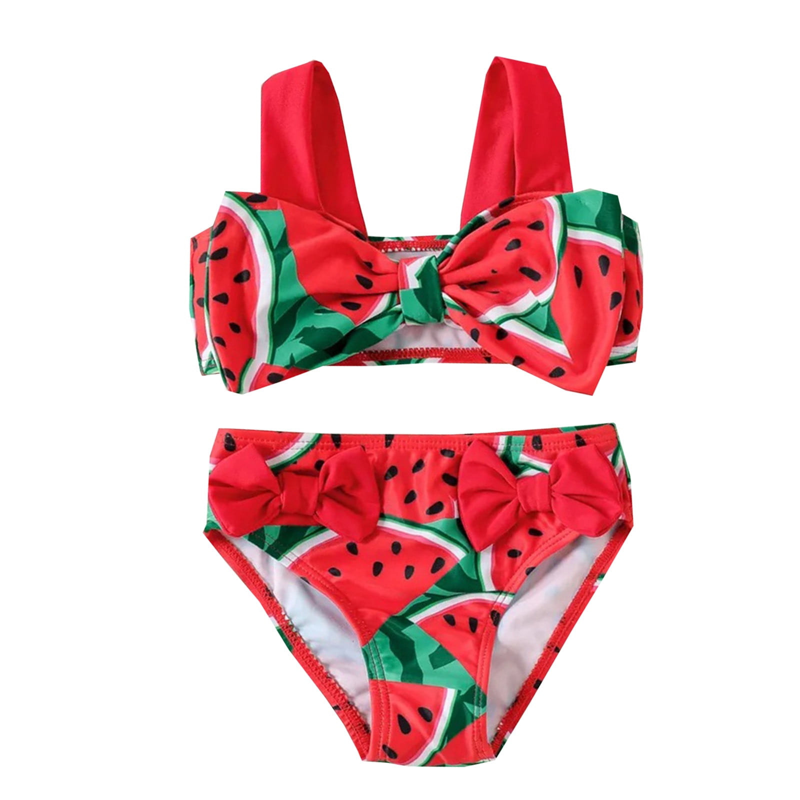 TAIAOJING Toddler Summer Girls Fruit Watermelon Print Holiday Red Two ...