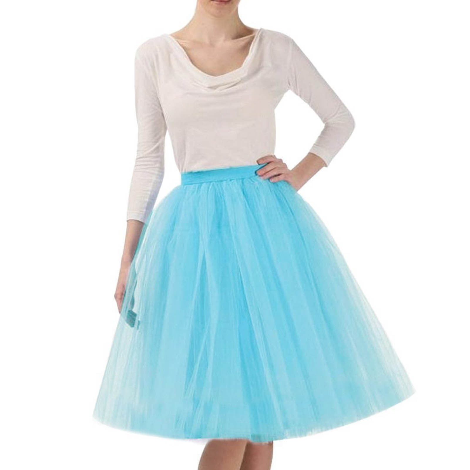 TAIAOJING Tutu Skirts for Women Girls High Knee Quality Pleated Length ...