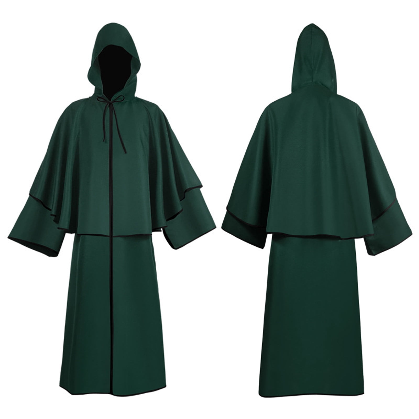 TAIAOJING Unisex Retro Hallowmas Solid Color Hooded Robe Costumes ...
